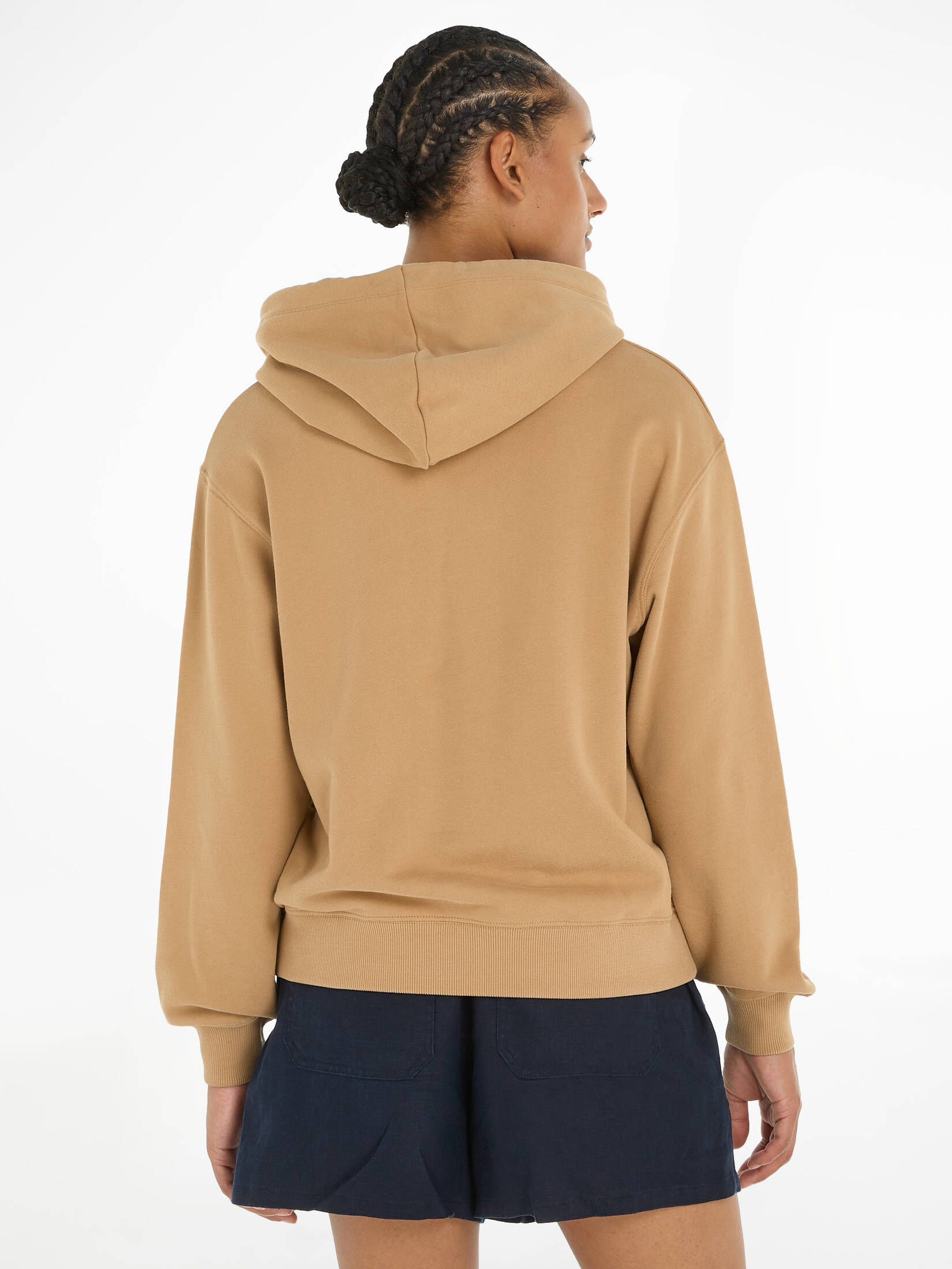 Tommy Hilfiger Damen Sweatshirt mit Kapuze MONOTYPE FLOCK HOODIE in beige kaufen | engelhorn