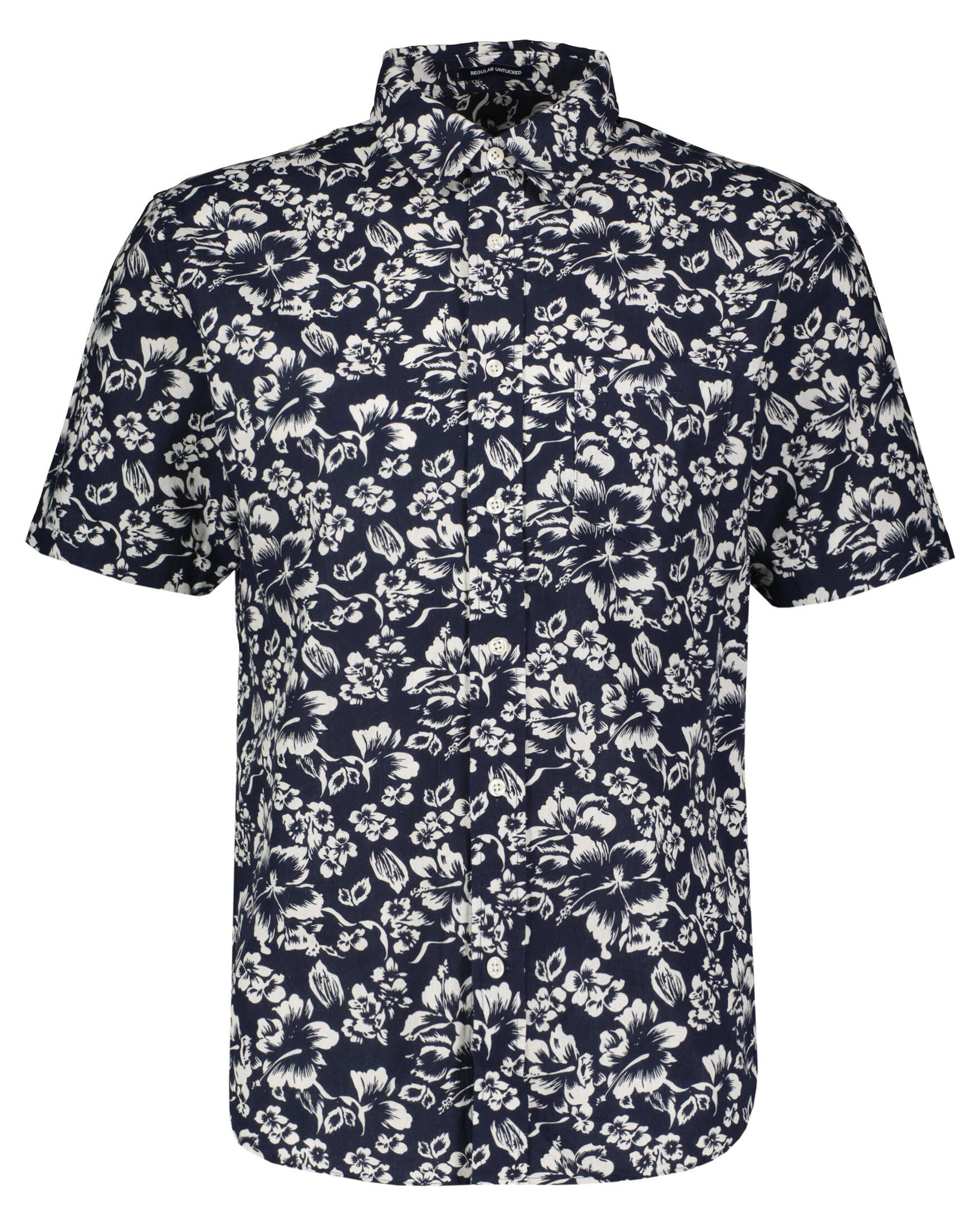 Herren Hemd FLORAL COTTON LINEN Kurzarm Regular Fit