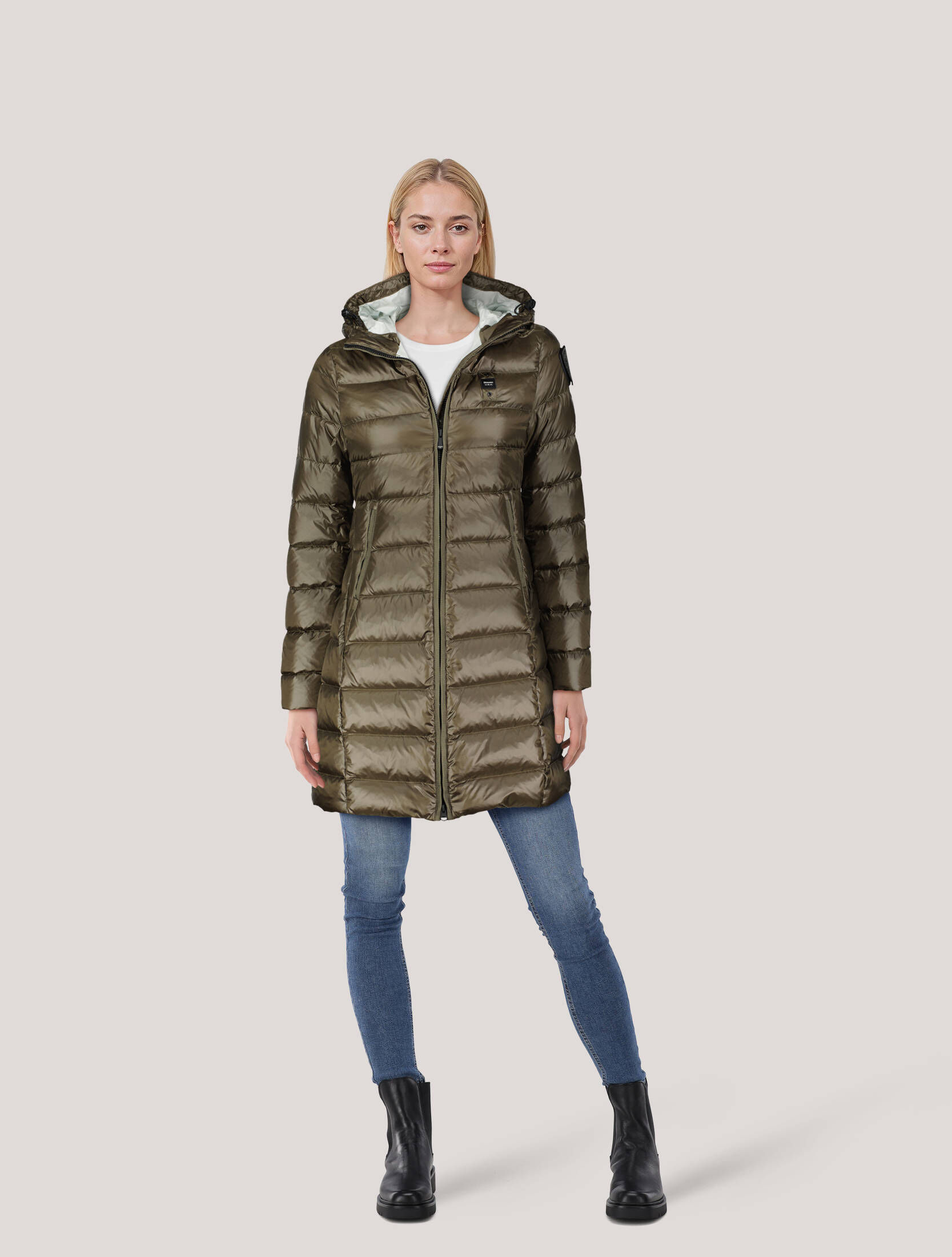 Blauer Damen Daunenmantel mit Kapuze AGNES Regular Fit in grün kaufen ...
