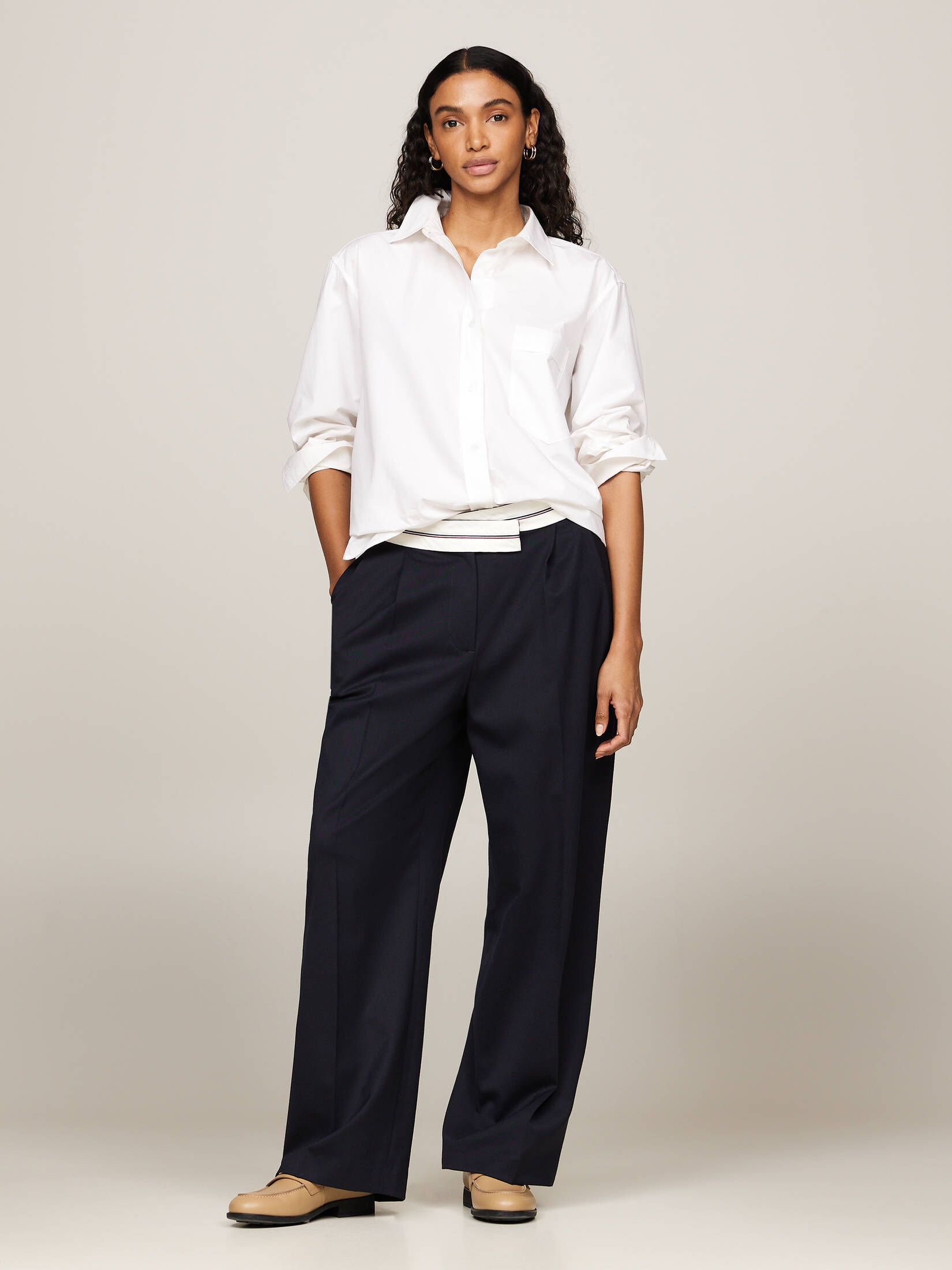 Tommy Hilfiger Damen Hose mit Wolle RWP PREP Relaxed Fit in blau kaufen ...