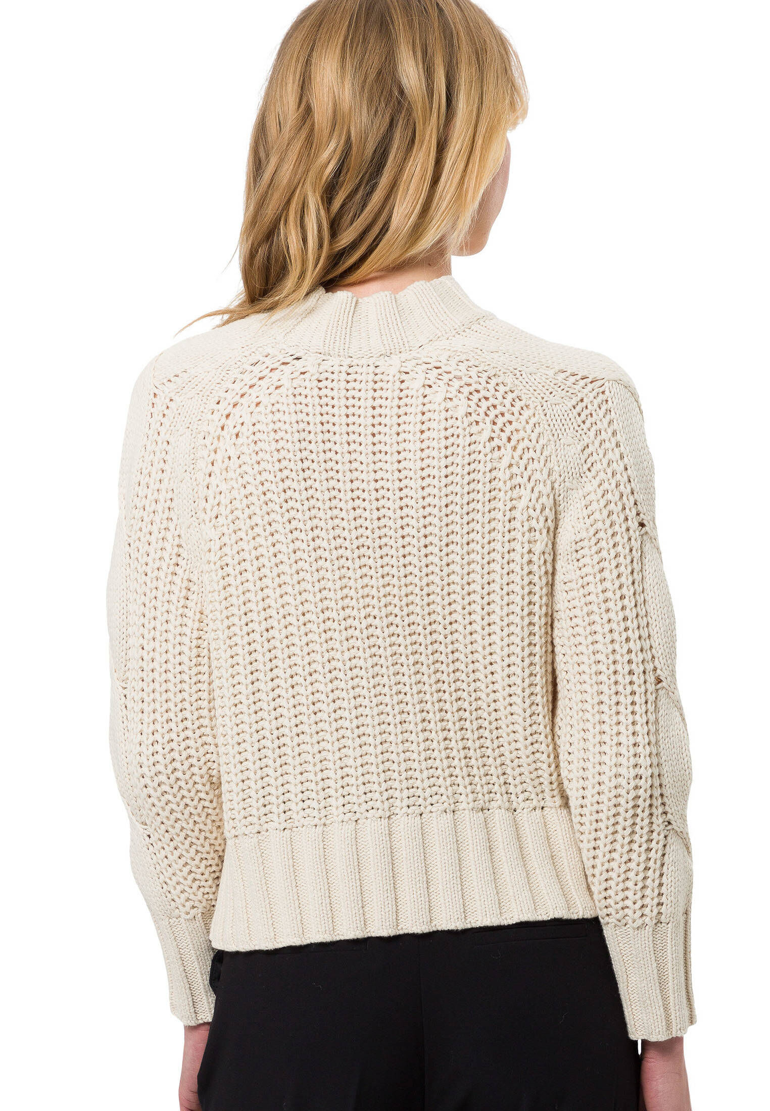 Damen Strickpullover mit Zopfmuster