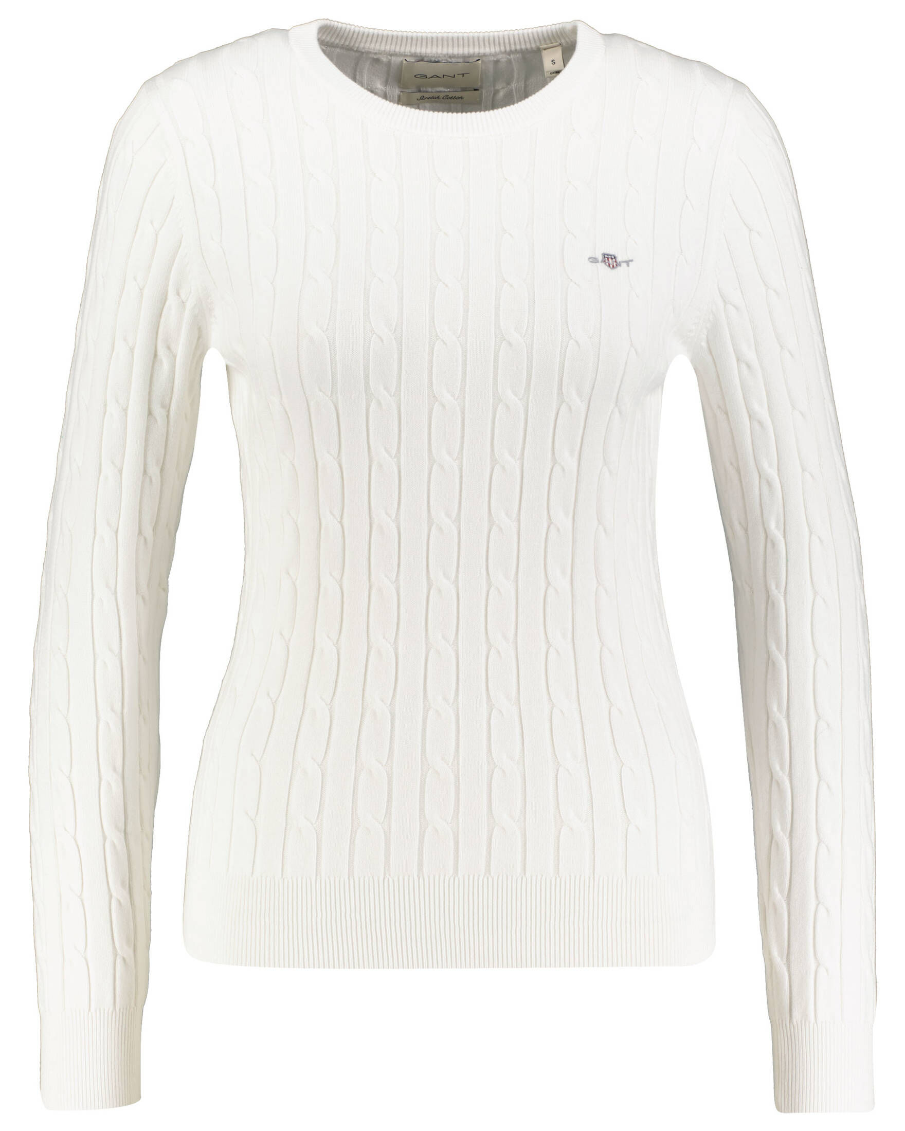 Gant Damen Strickpullover mit Zopfmuster Slim Fit in Weiß kaufen ...
