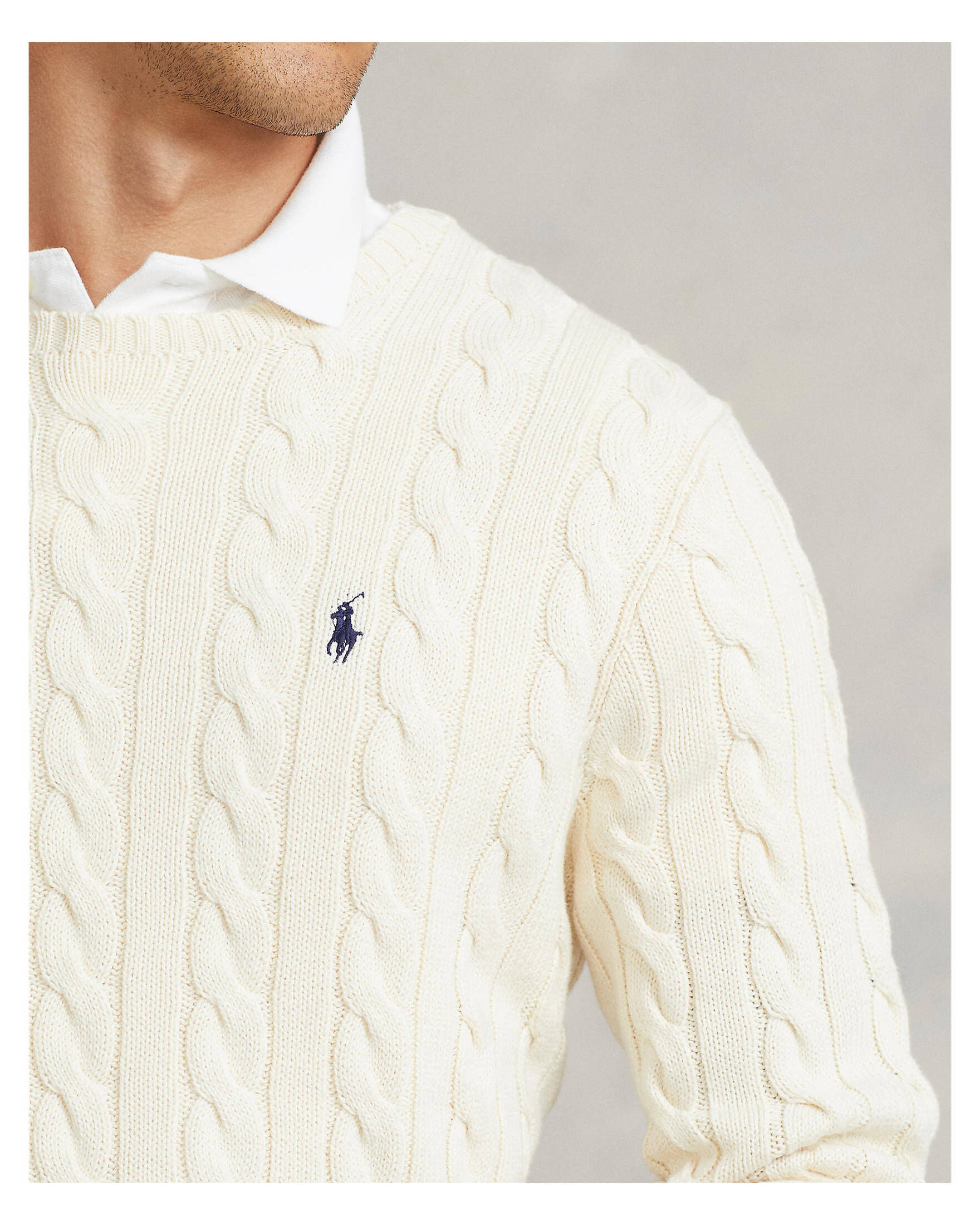 Polo Ralph Lauren Herren Strickpullover mit Zopfmuster in beige kaufen ...