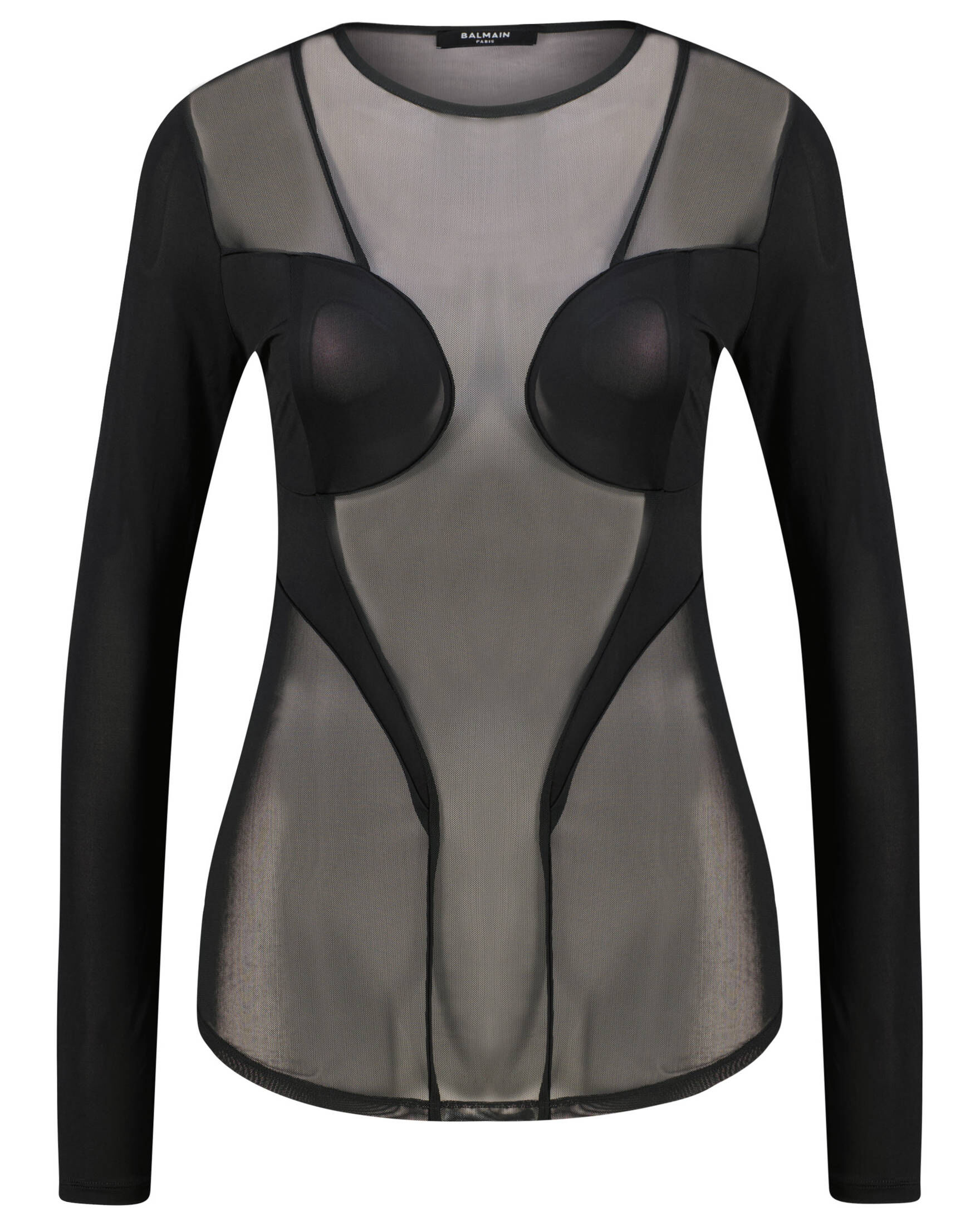 Balmain Damen Bluse MULTI CUT MIX MESH TOP in schwarz kaufen | engelhorn
