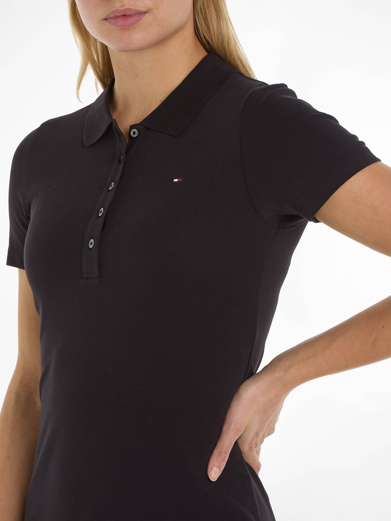 Tommy Hilfiger Damen Polokleid 1985 SLIM PIQUE POLO DRESS in schwarz ...