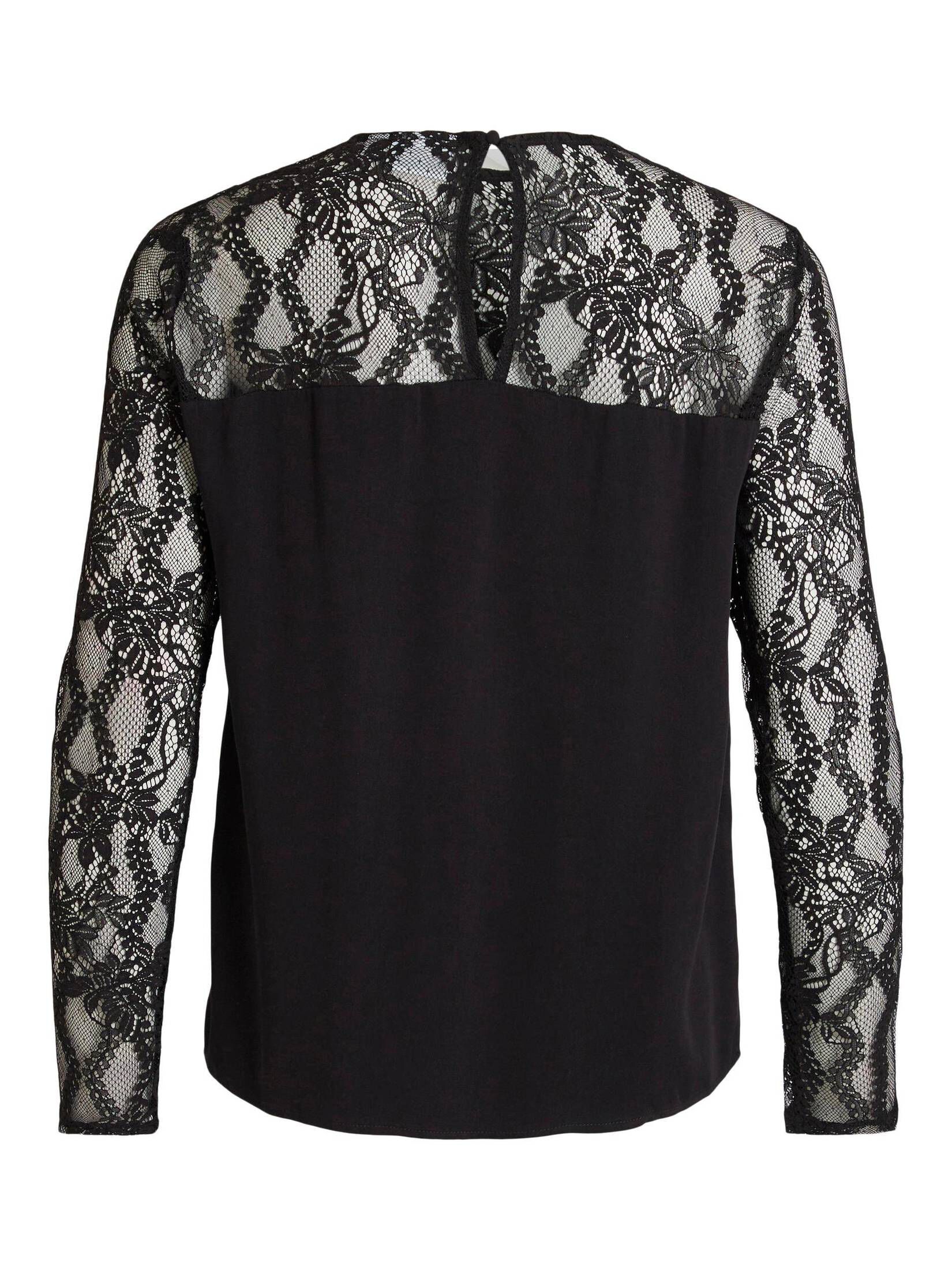 Damen Bluse mit Spitze VISUVITA O-NEKC L/S LACE TOP Langarm