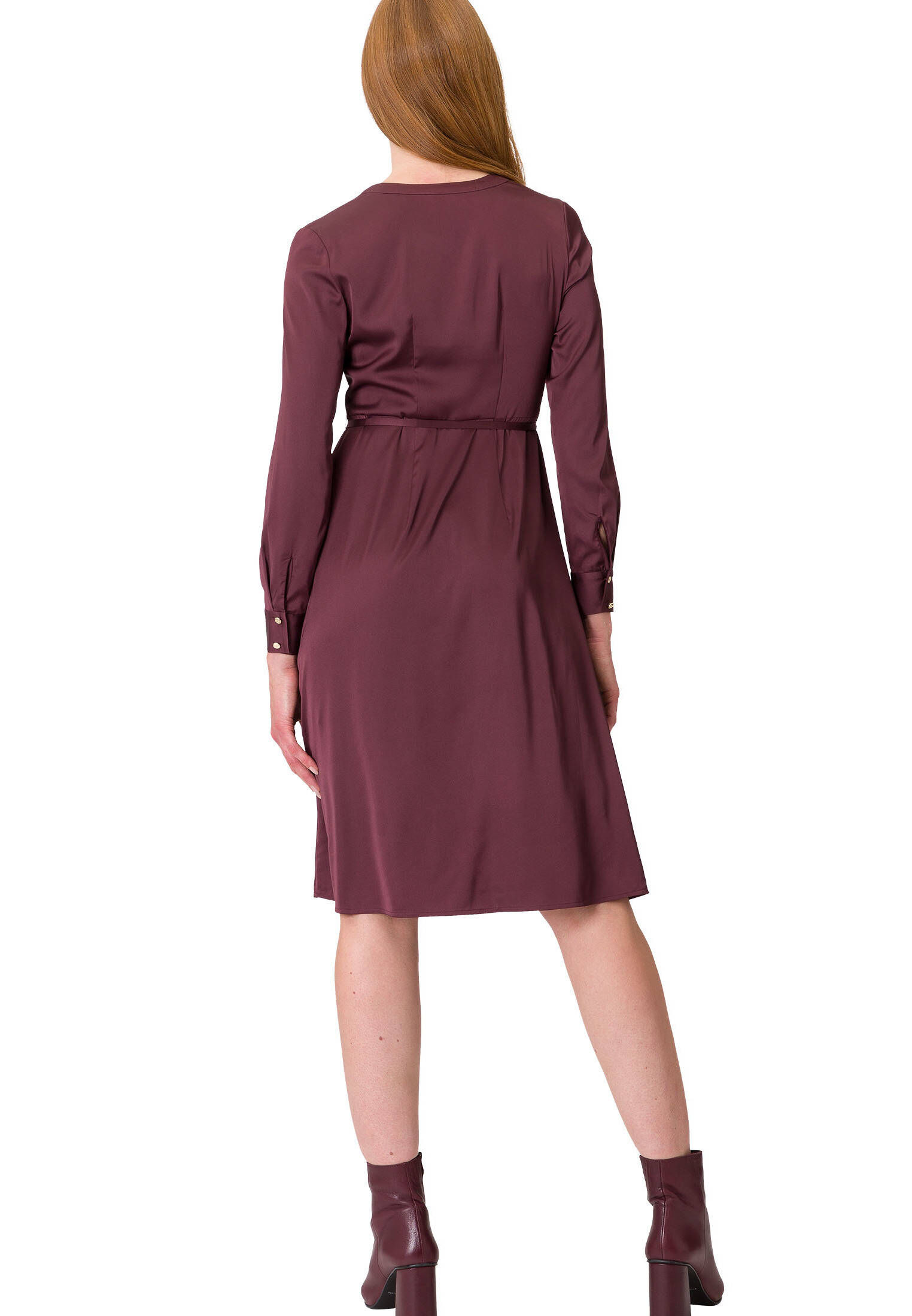 Damen Satinkleid mit Bindegürtel