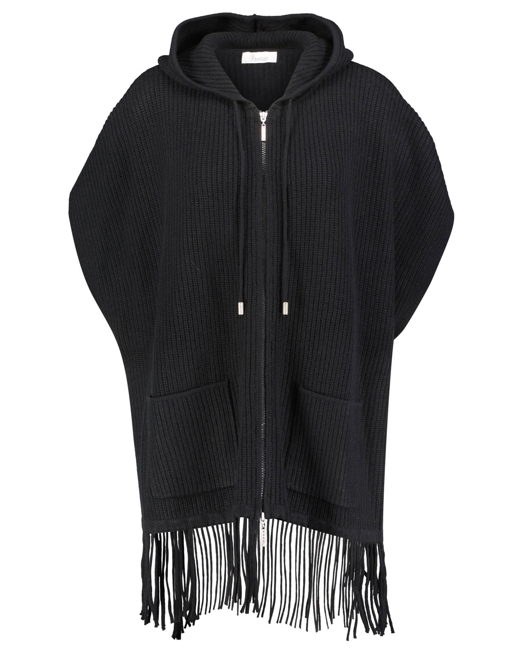 Poncho Damen Schwarz