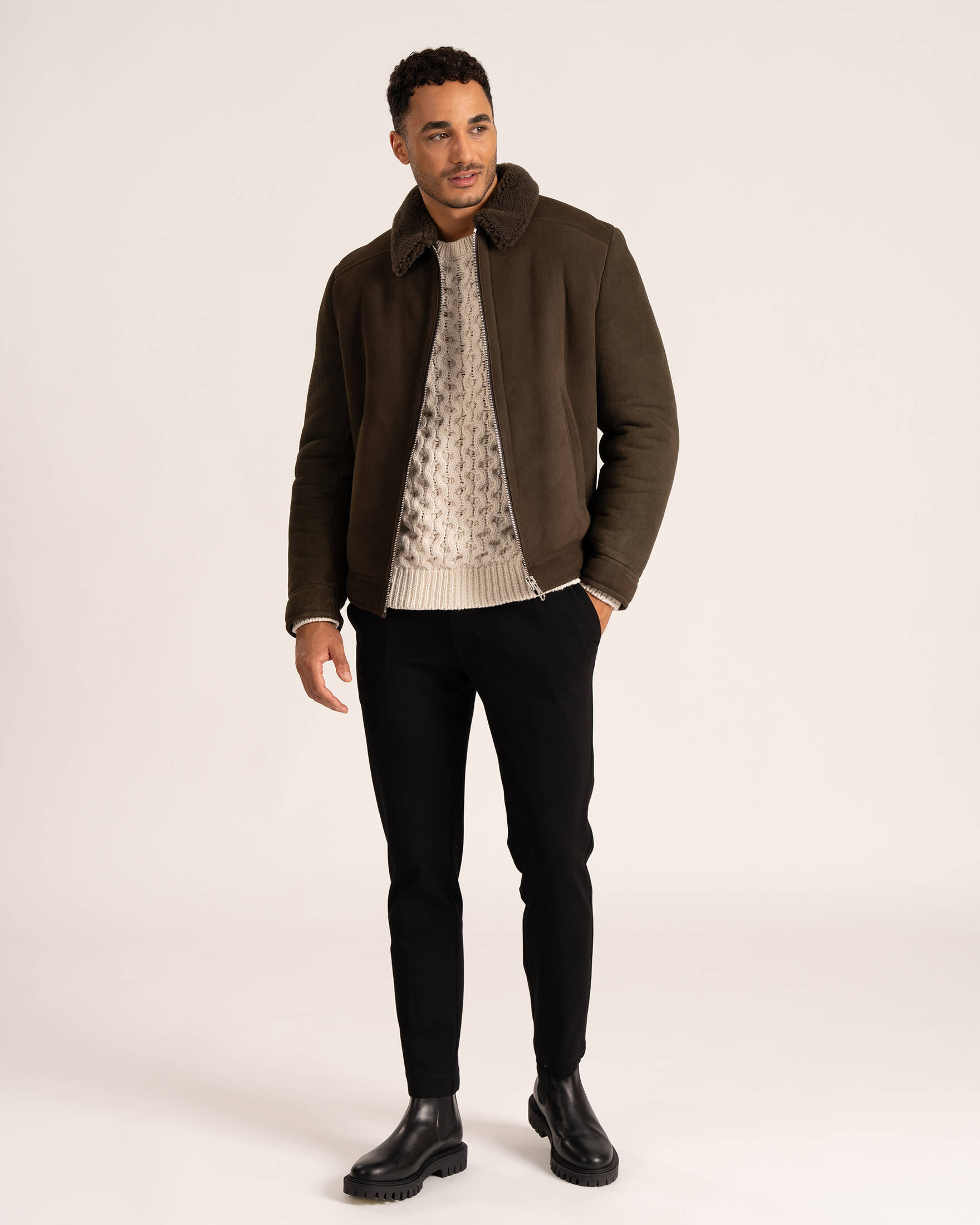 Herren Lederjacke GORANO mit Lammfell Relaxed Fit