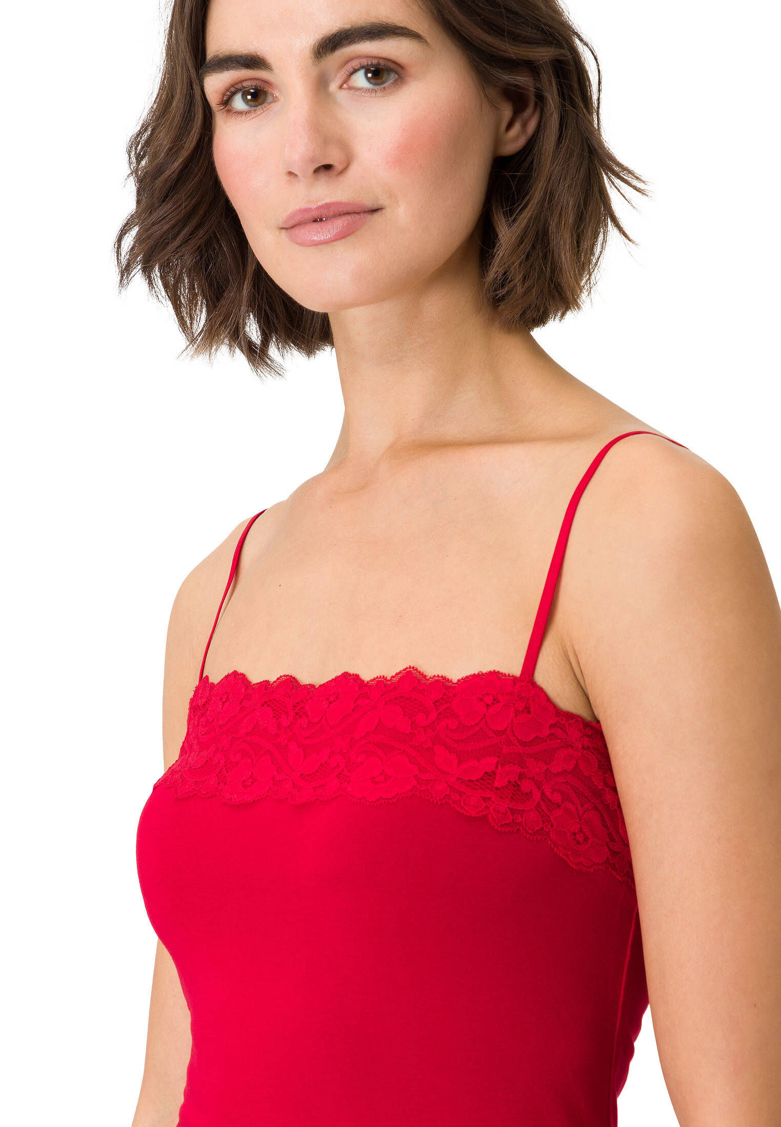 Damen Top mit Spitzenborte