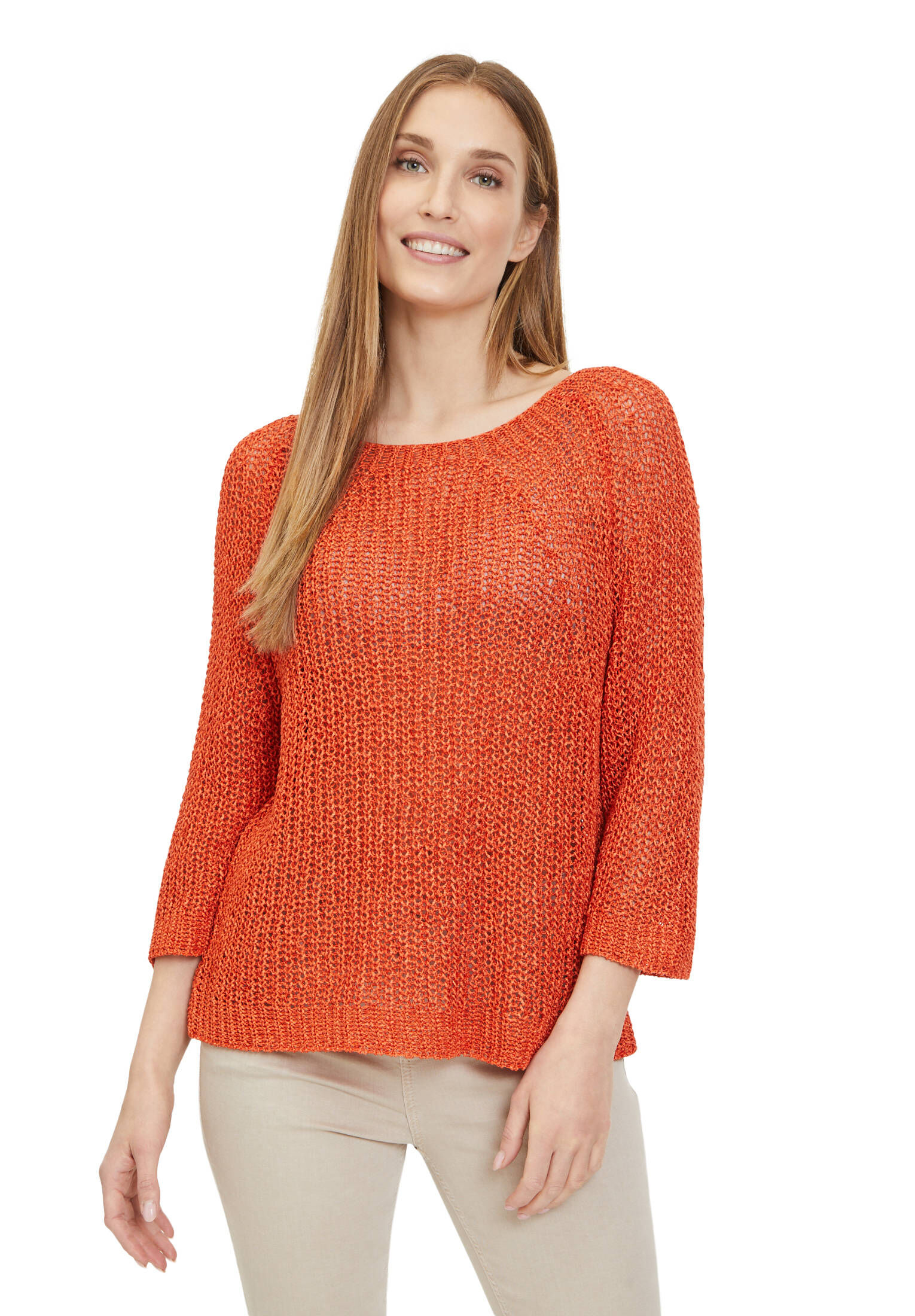 Damen Basic-Strickpullover mit Strickdetails