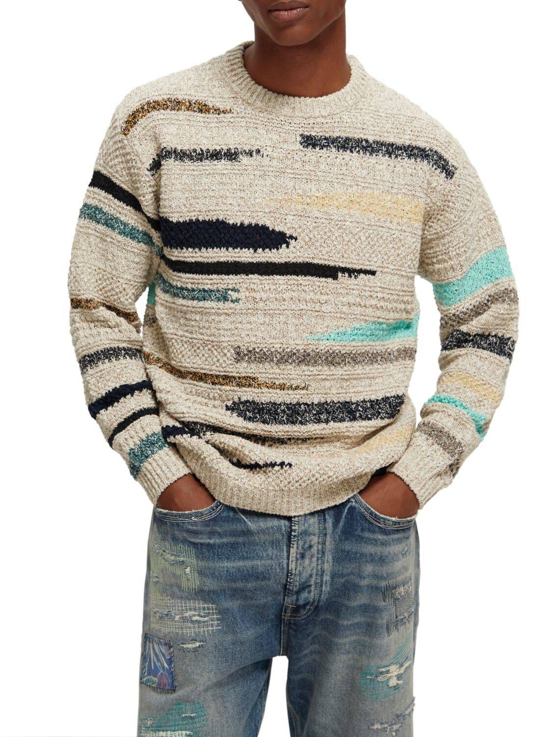 Herren Strickpullover MELANGE JACQUARD