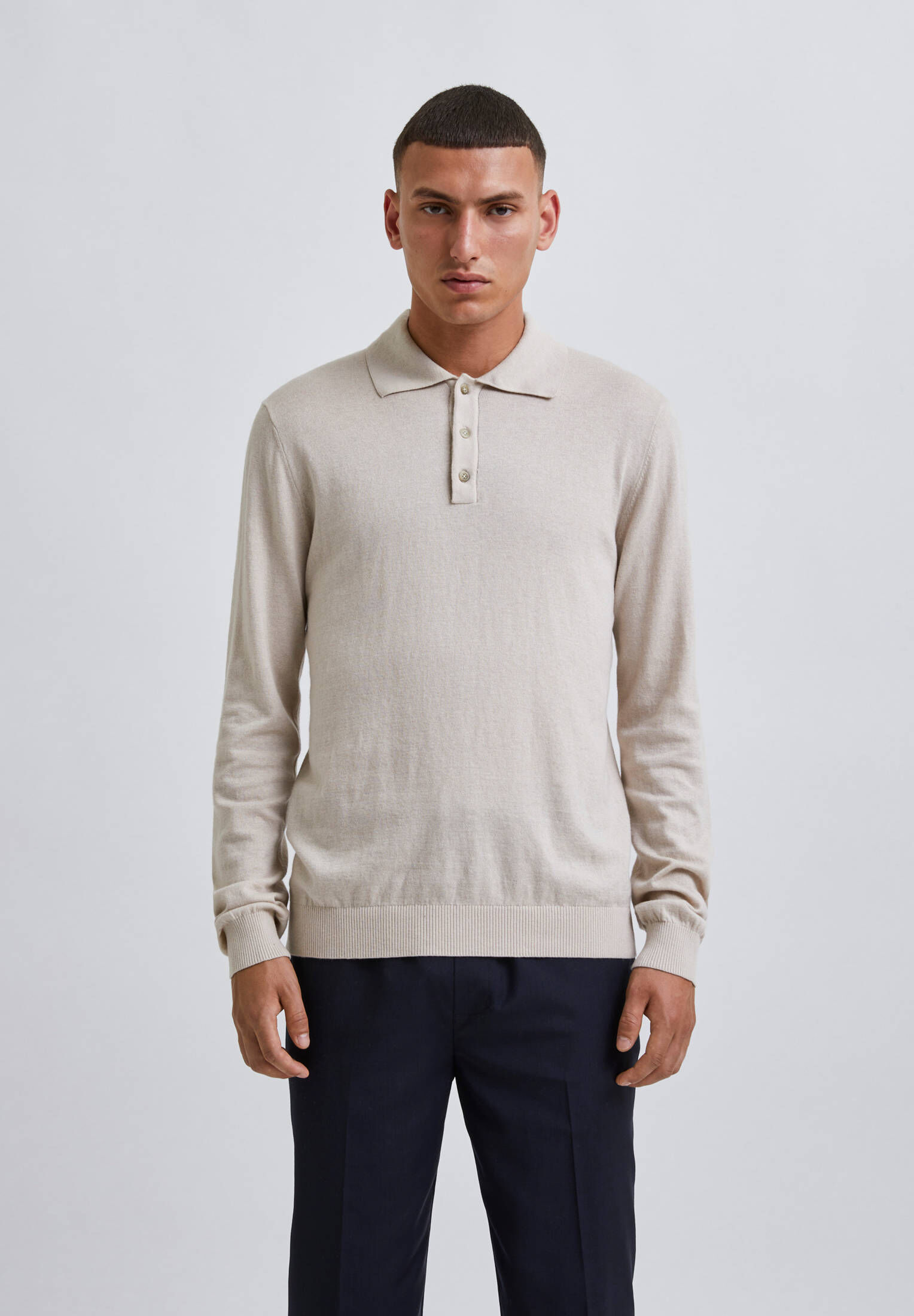 Herren Strick-Polo mit Seide