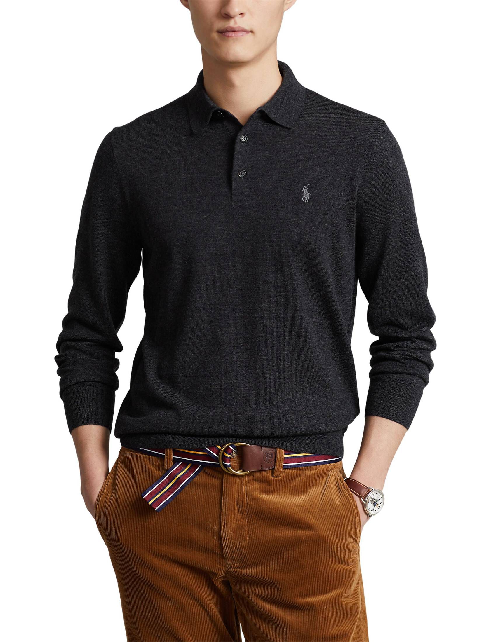 Herren Wollpullover mit Polokragen