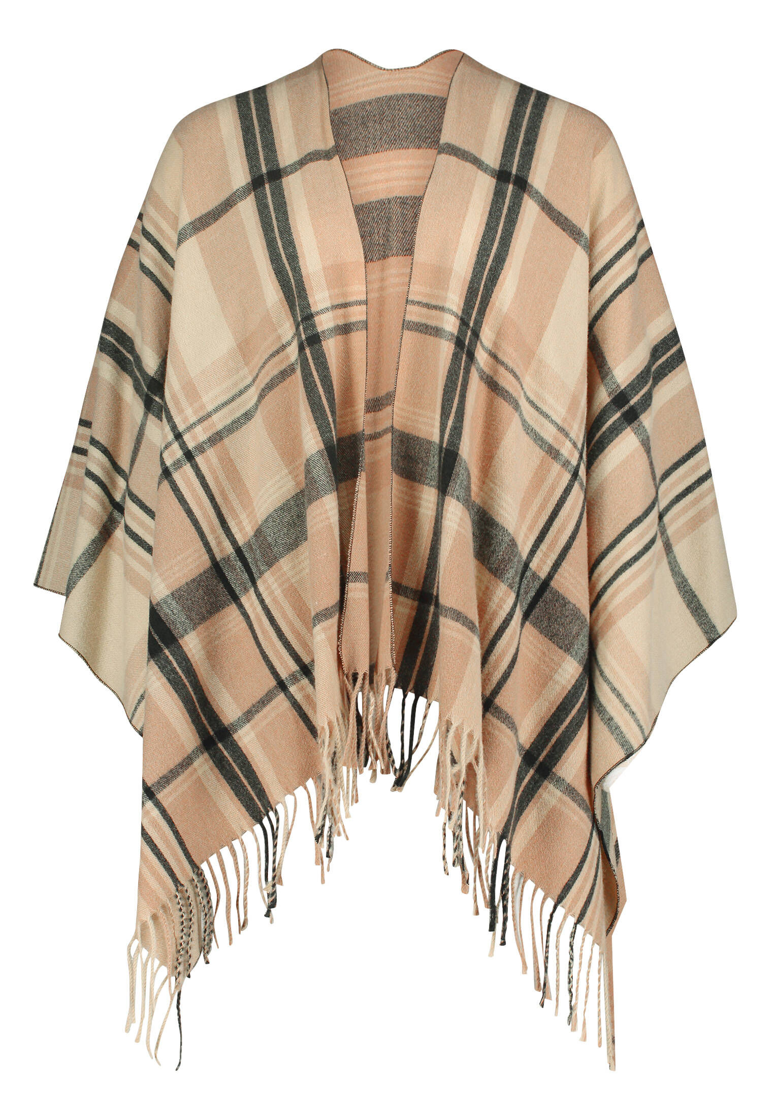 Damen Strick-Cape mit Fransen