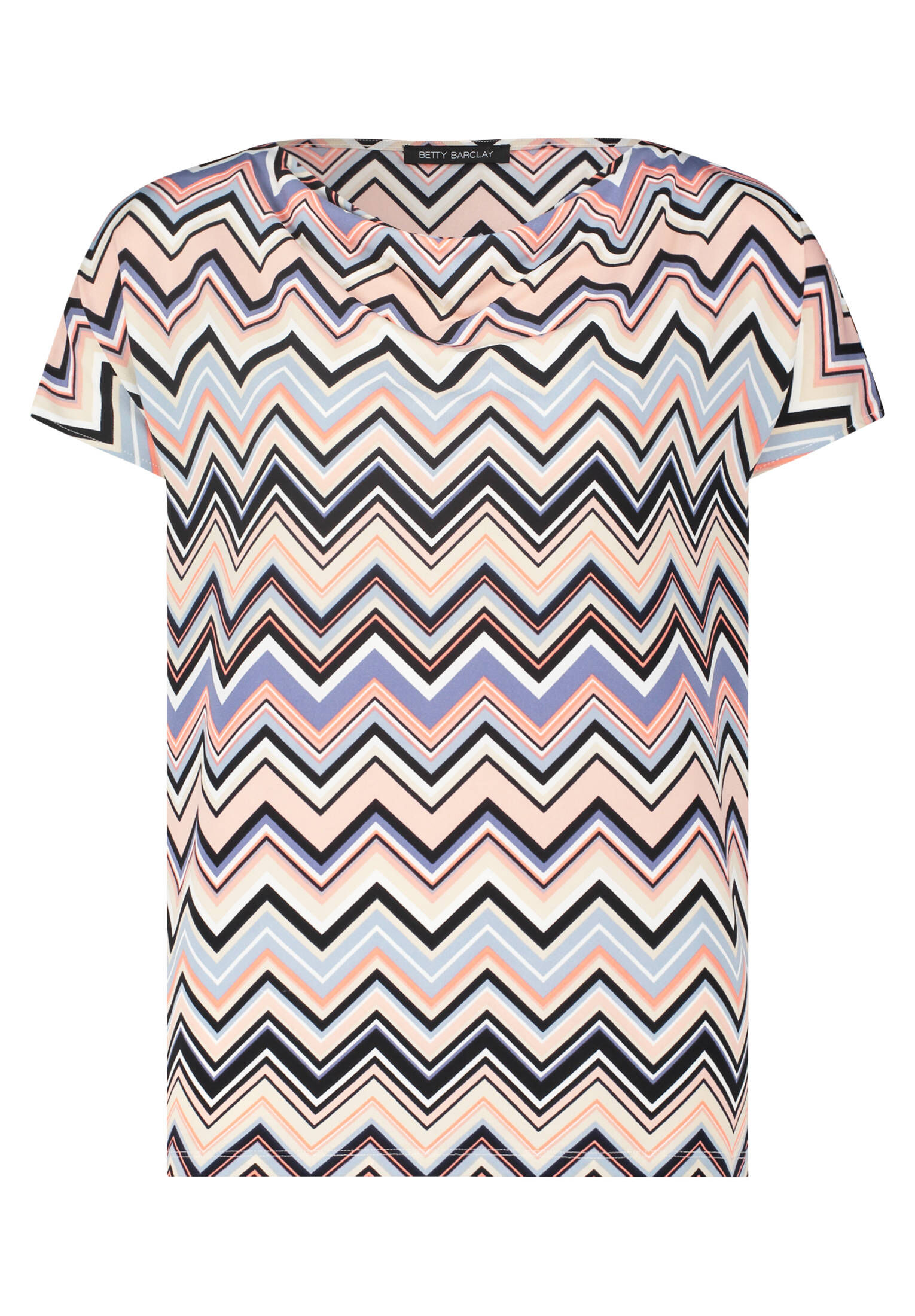 Damen Printshirt mit Wasserfallausschnitt