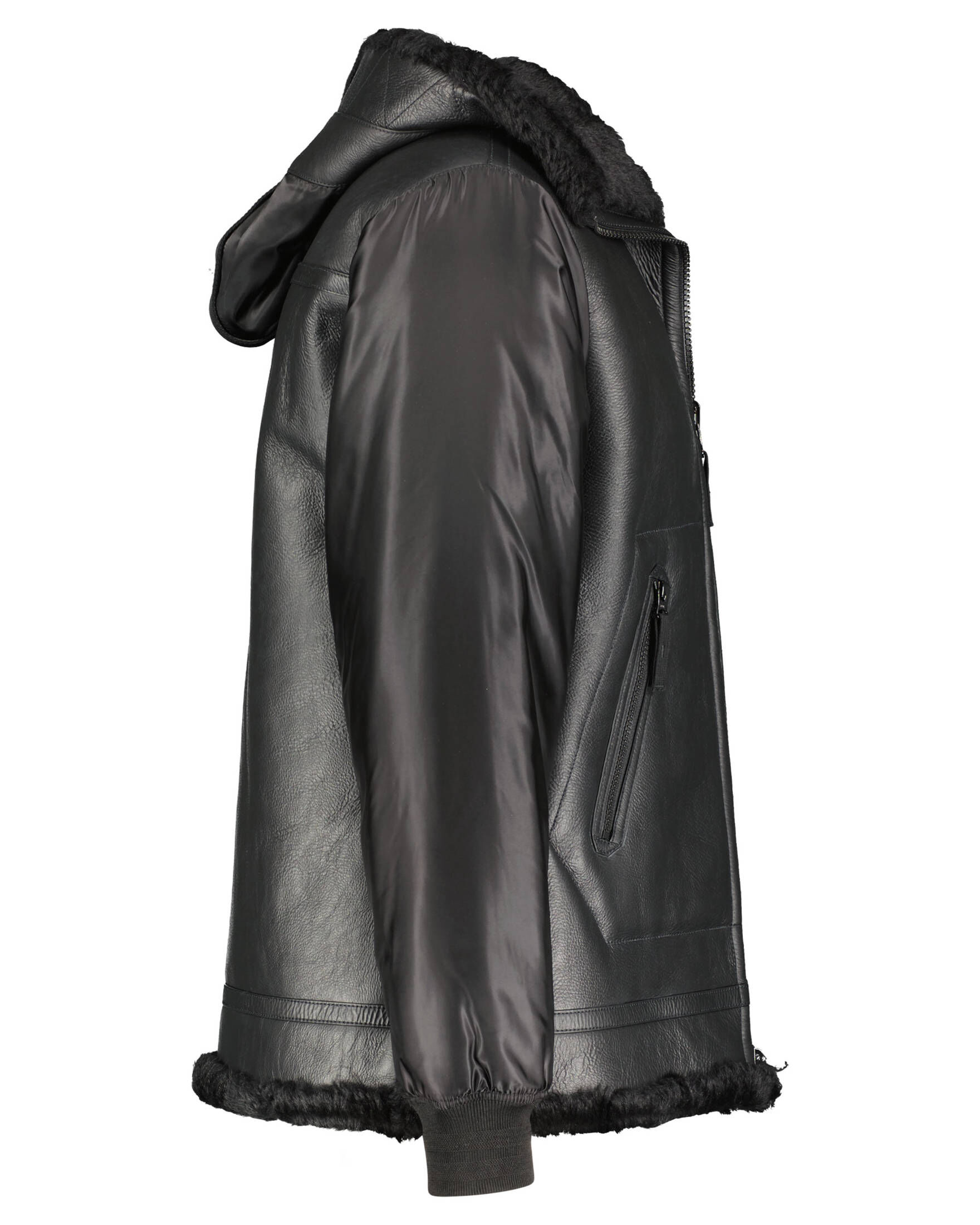 Herren Leder-Wendejacke mit Kapuze