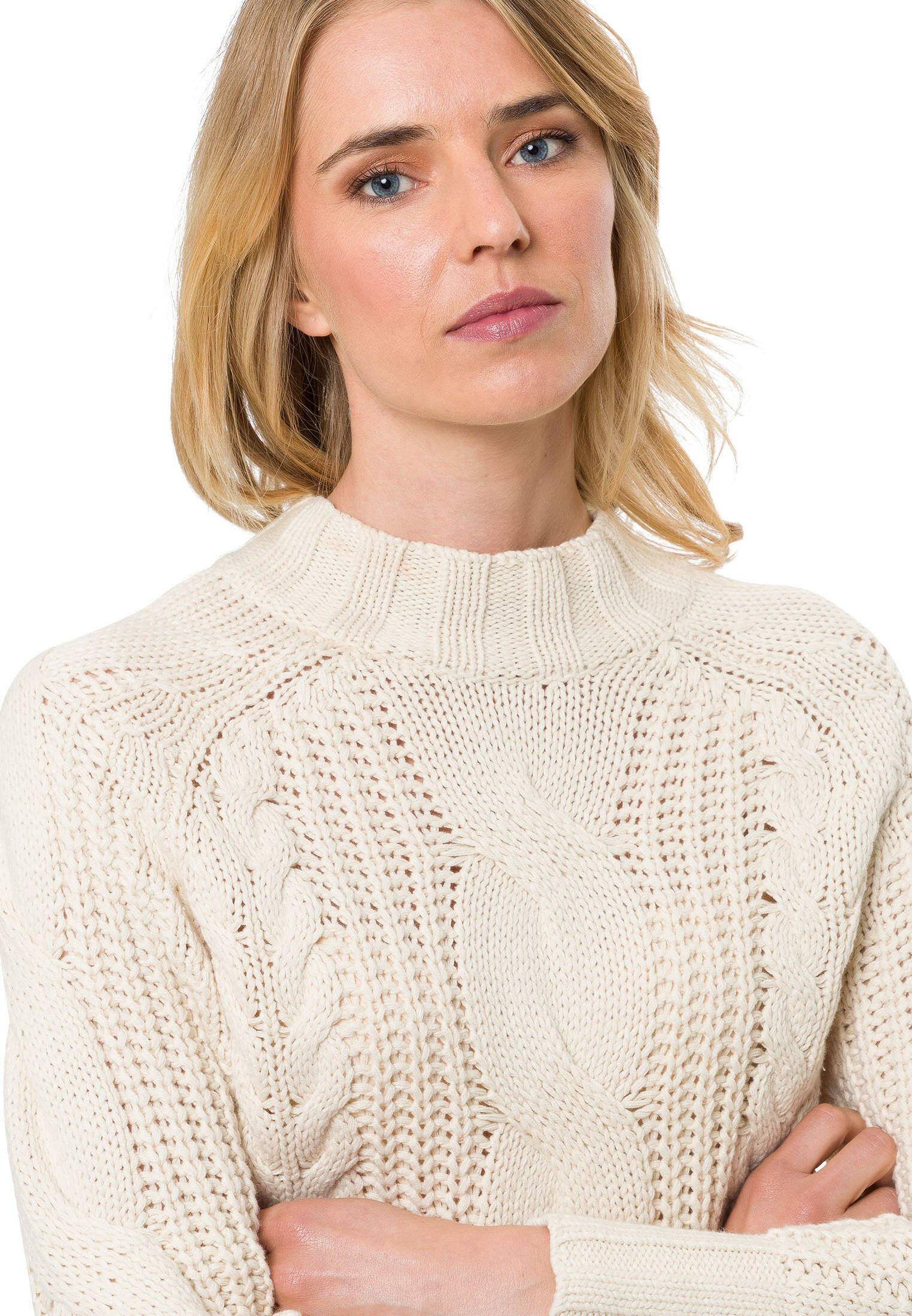 Damen Strickpullover mit Zopfmuster