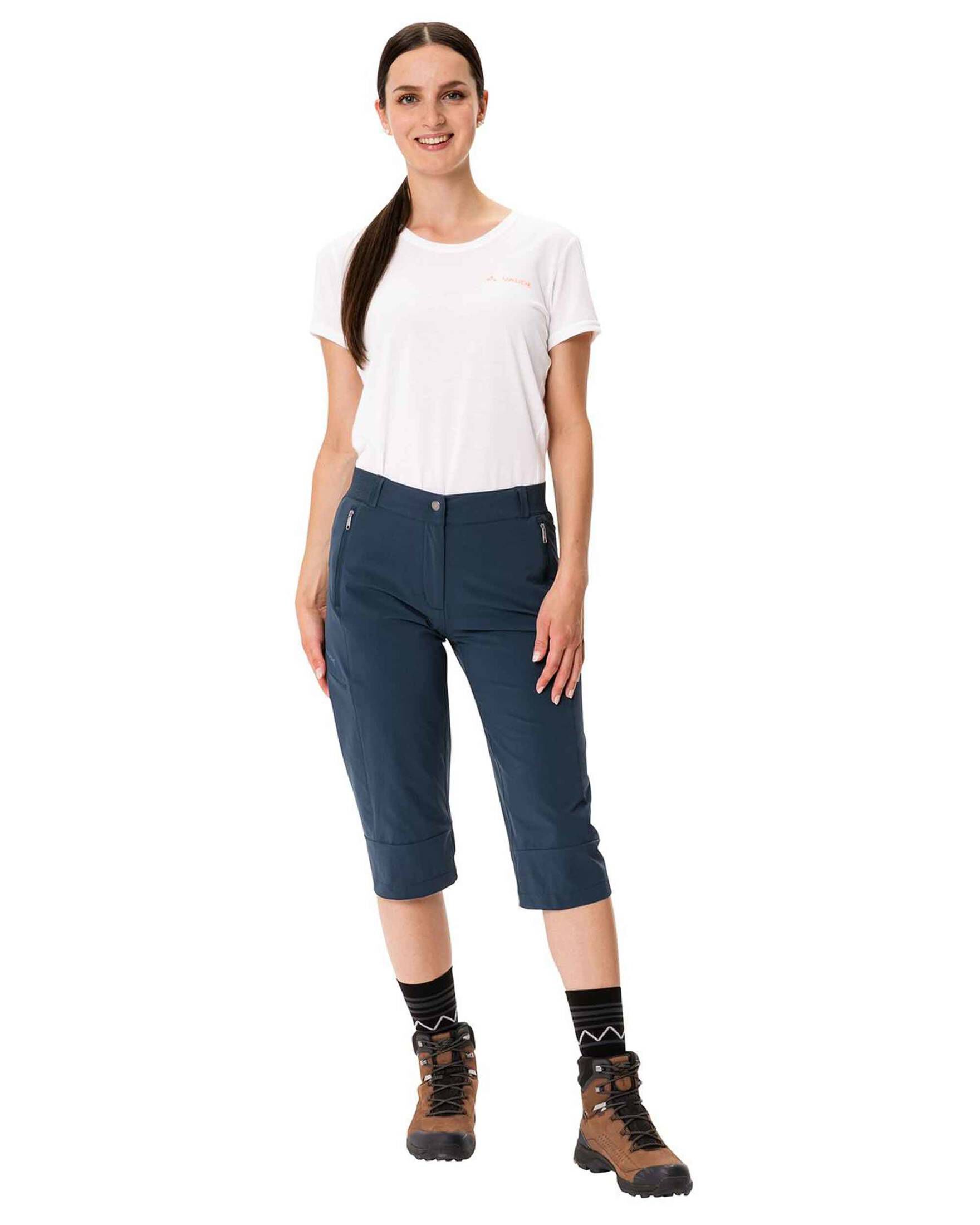 VAUDE Damen Wanderhose WO FARLEY STRETCH CAPRI III, DUSTY in blau ...