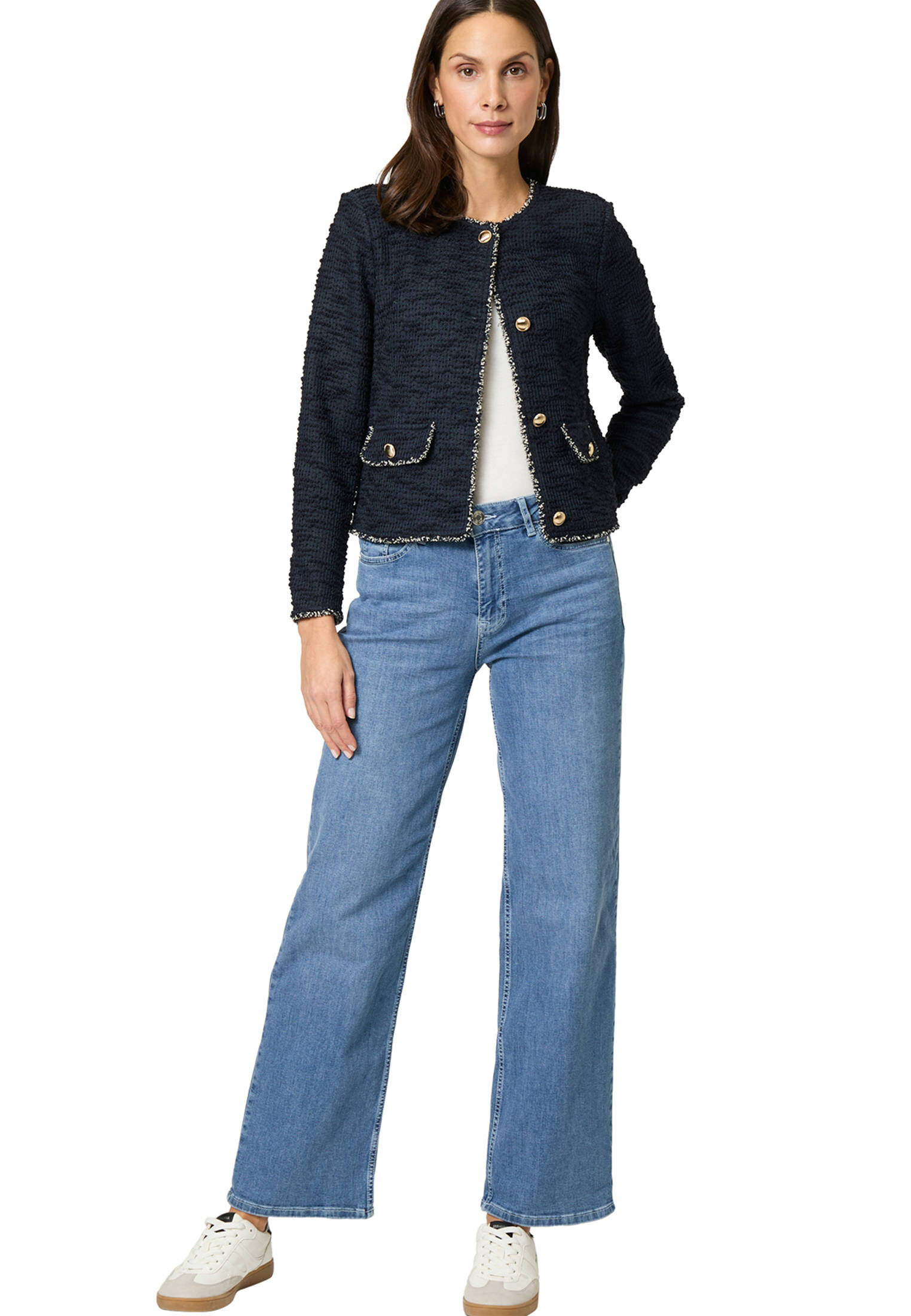 Damen Blazer Bouclè mit Knöpfen