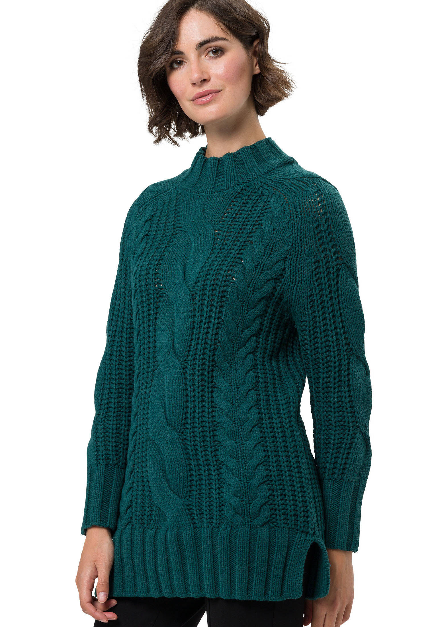 Damen Strickpullover mit Zopfmuster