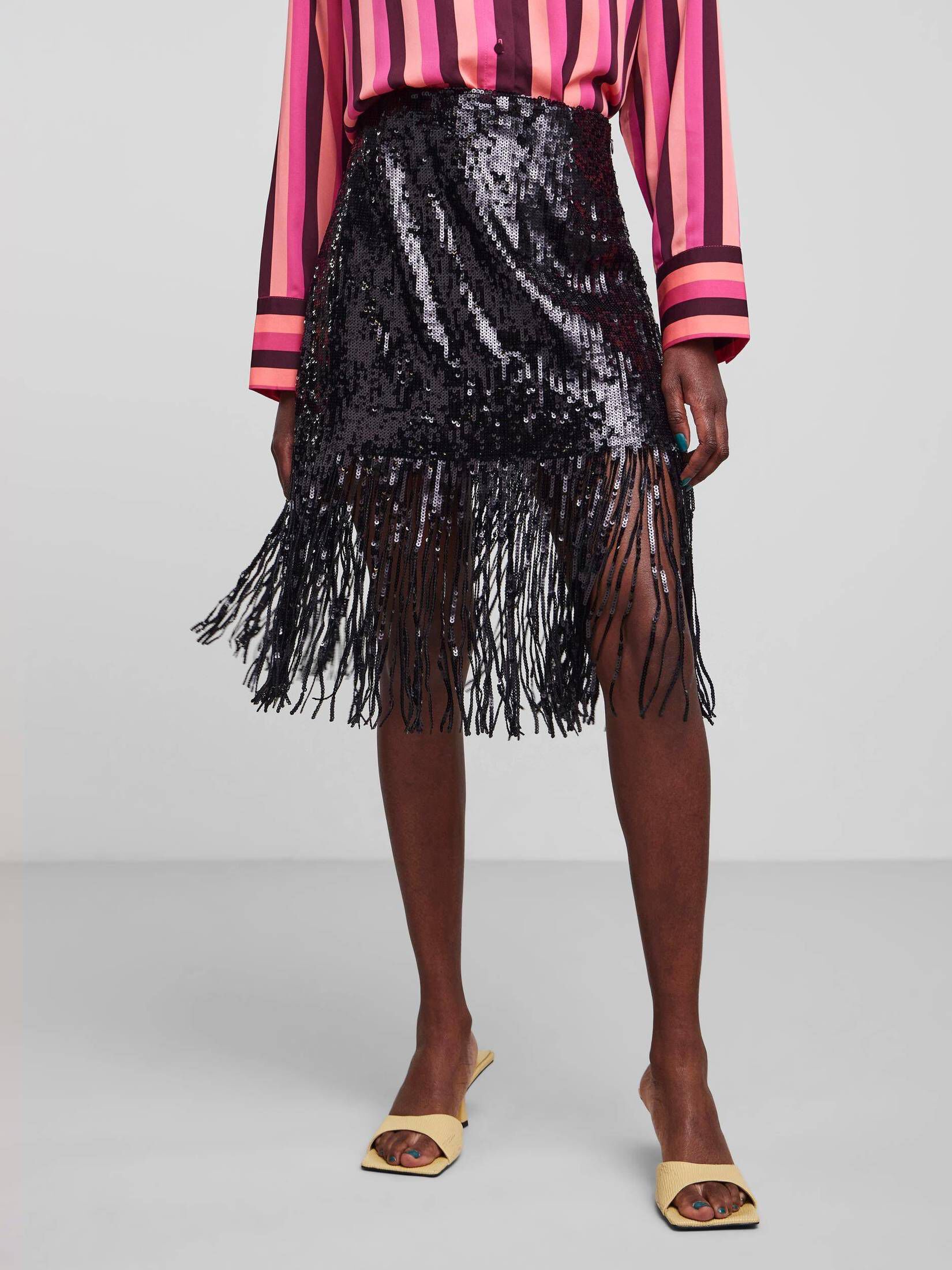 Damen Rock mit Pailletten YASFLAPPER HW SKIRT