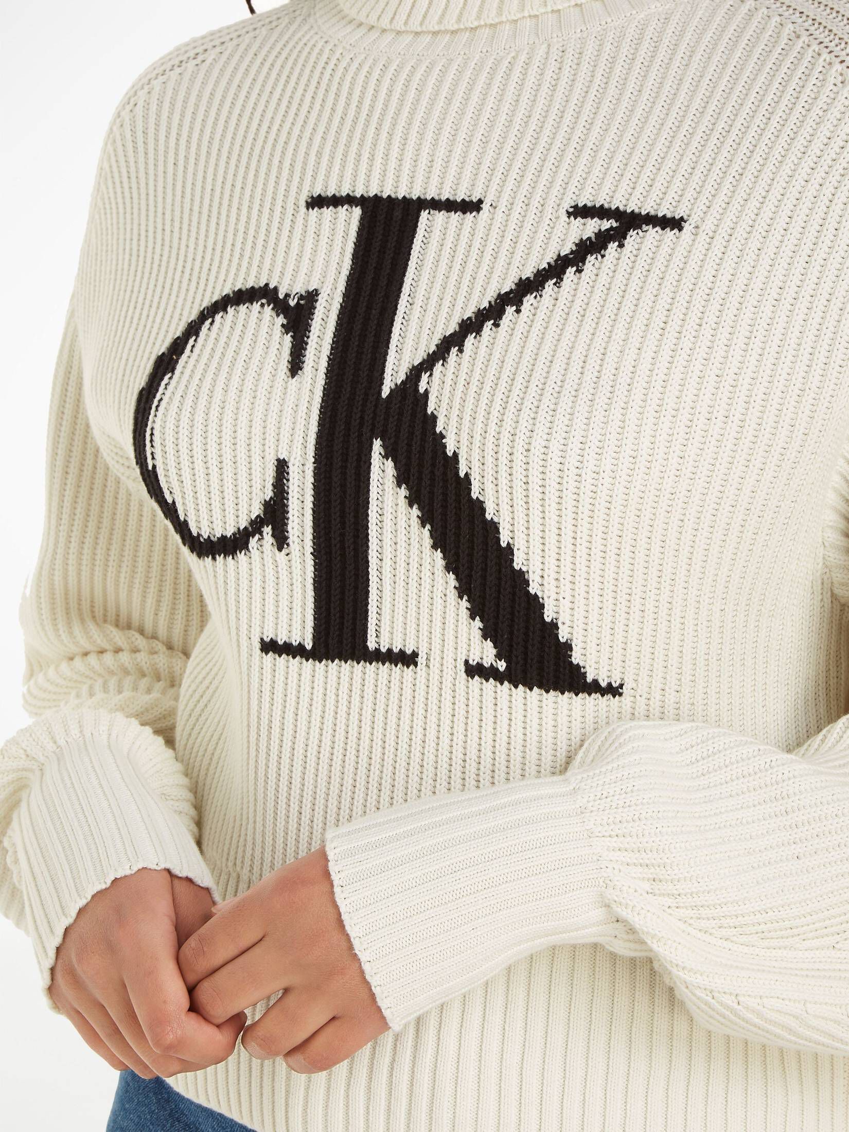 Damen Rollkragenpullover BLOWN UP CK LOOSE SWEATER