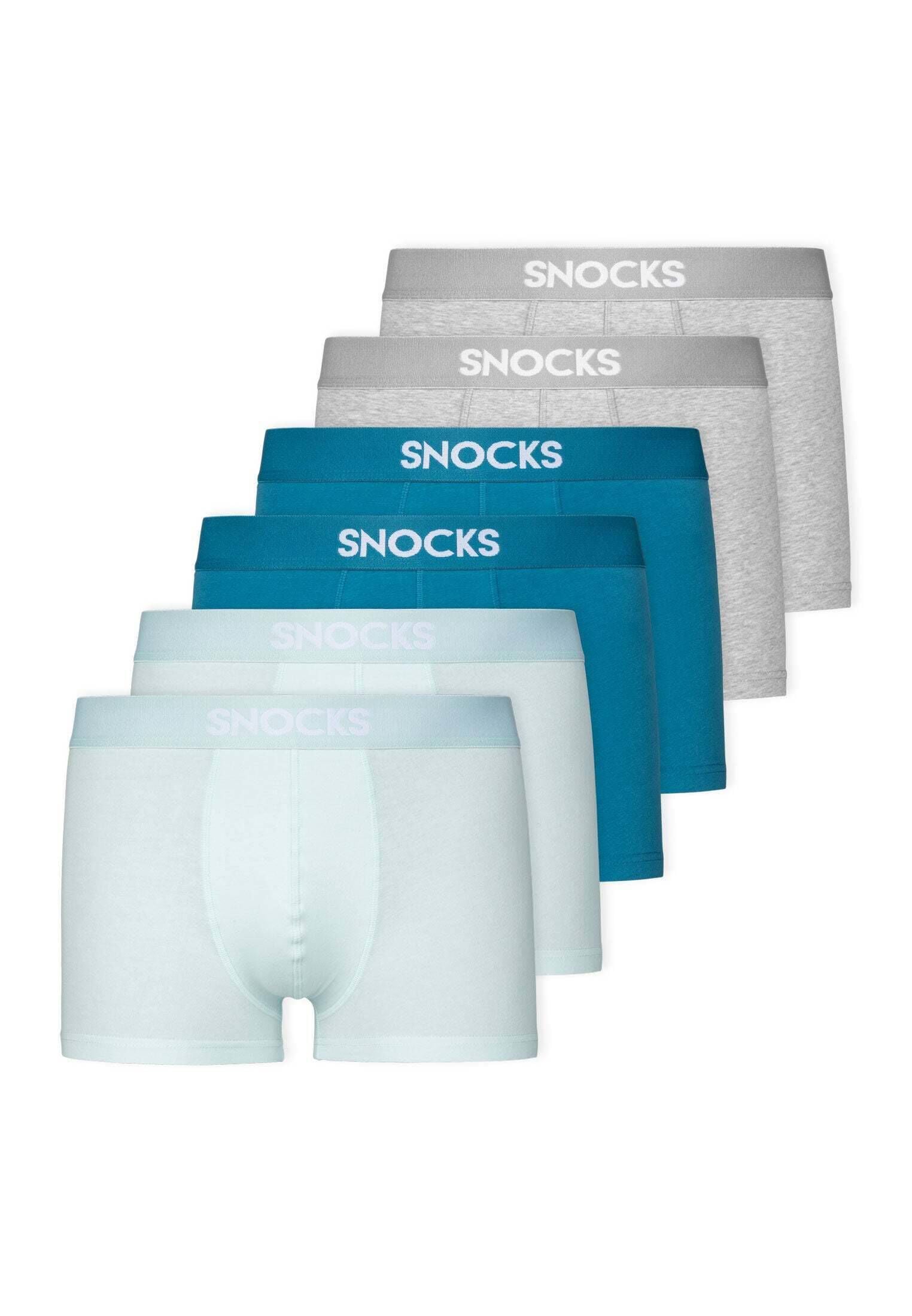 SNOCKS Herren Boxershorts mit farbigem Bund aus Bio-Baumwolle im 6er ...