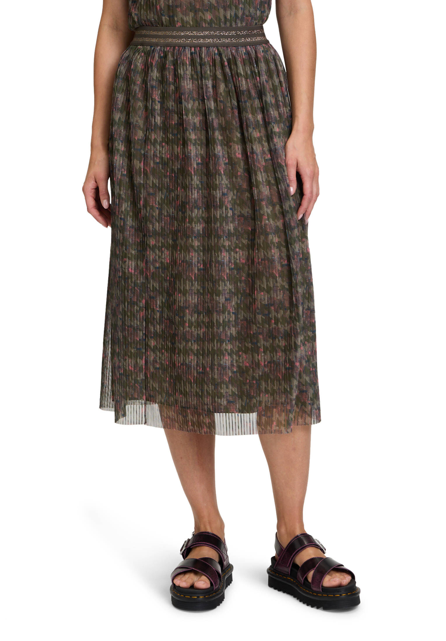 Damen Plisseerock mit offenem Saum