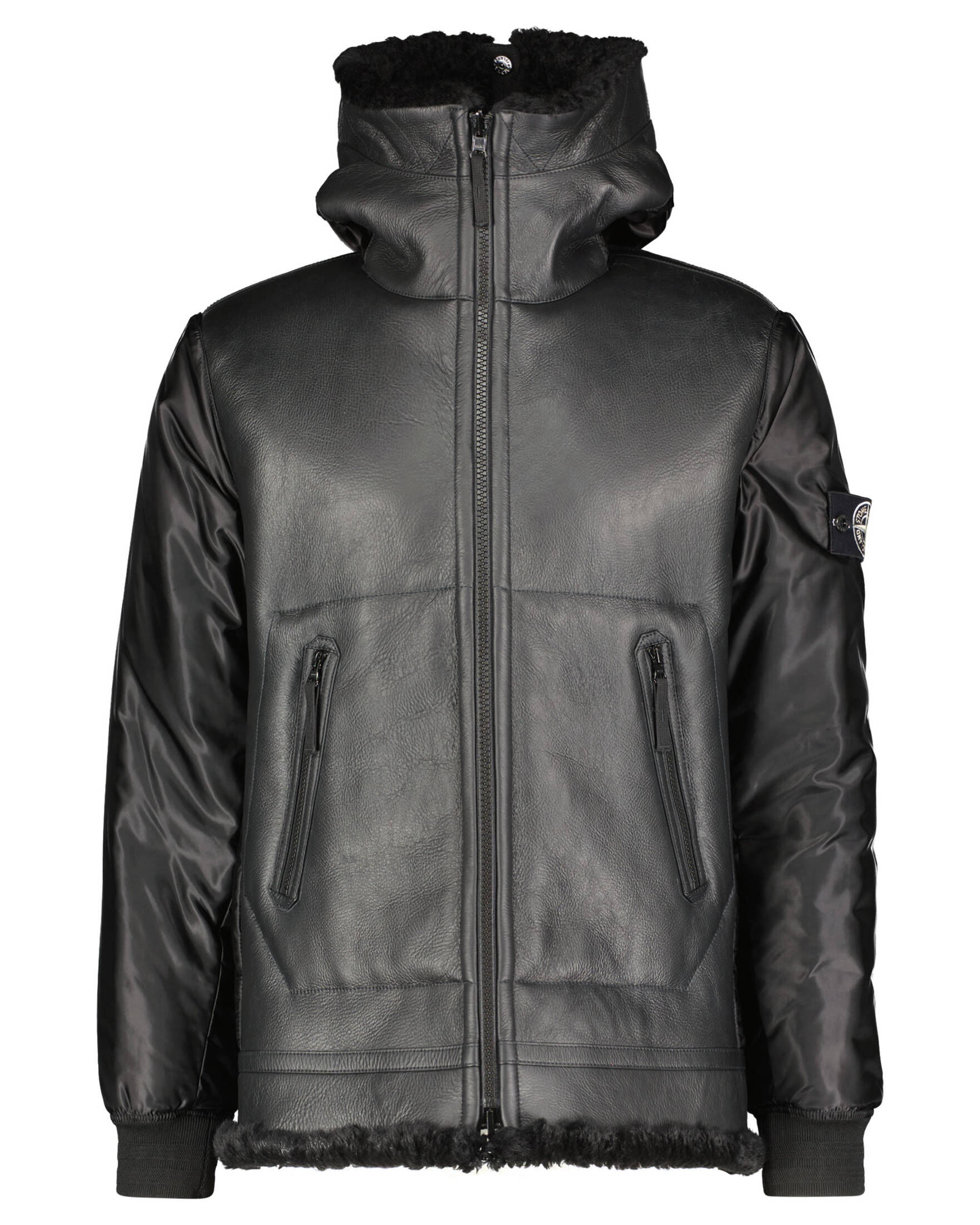 Herren Leder-Wendejacke mit Kapuze