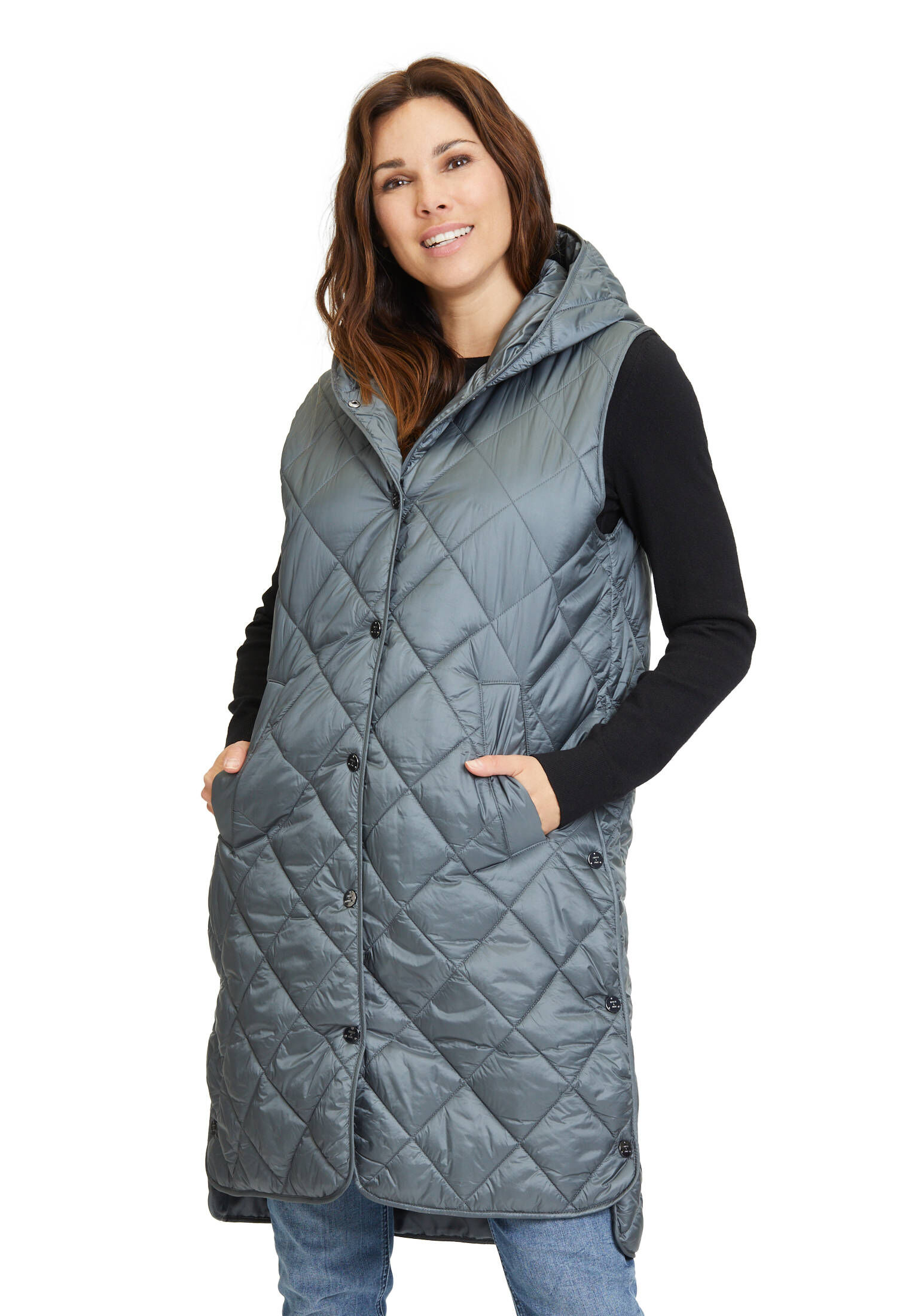 Damen Steppweste mit Kapuze