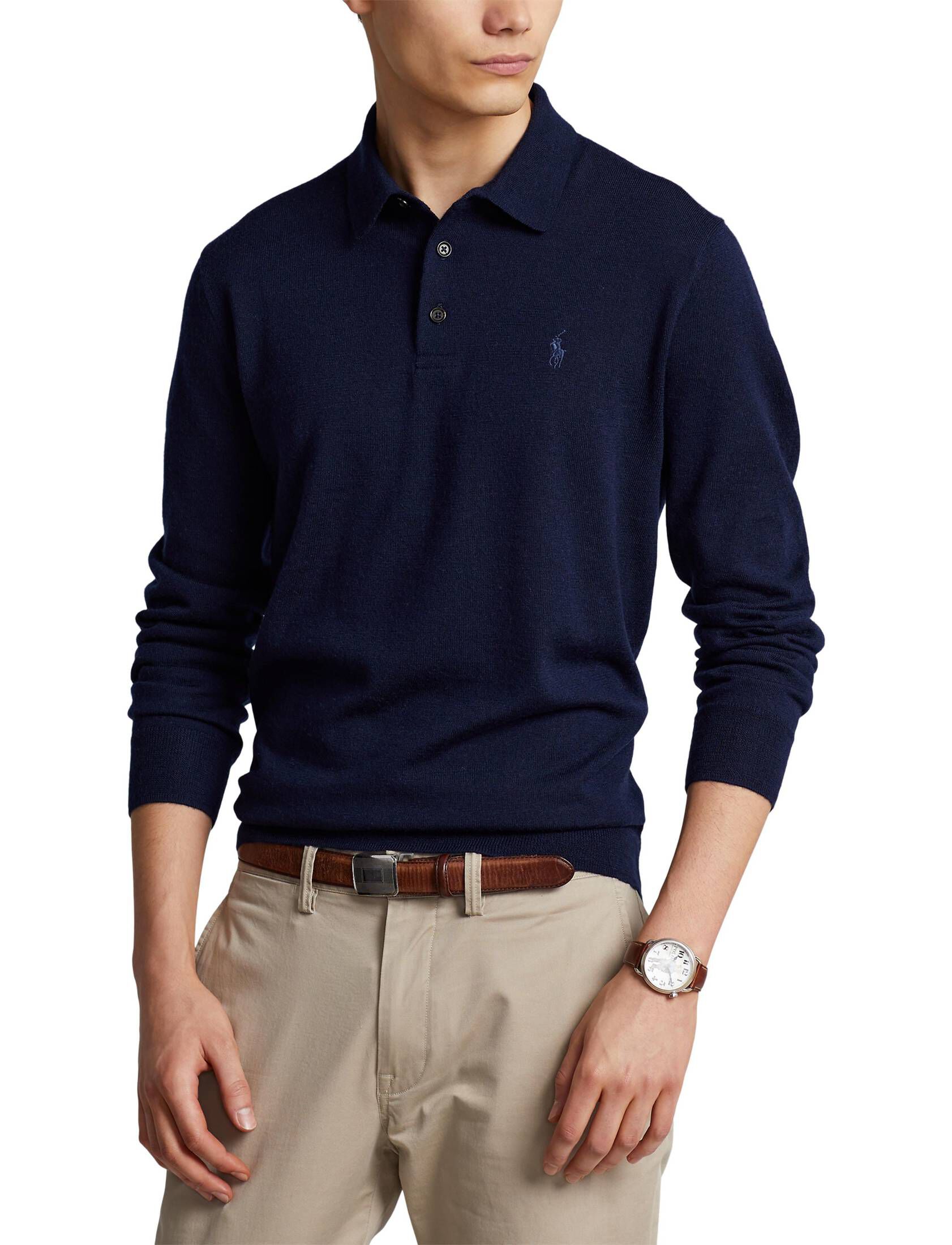 Herren Wollpullover mit Polokragen