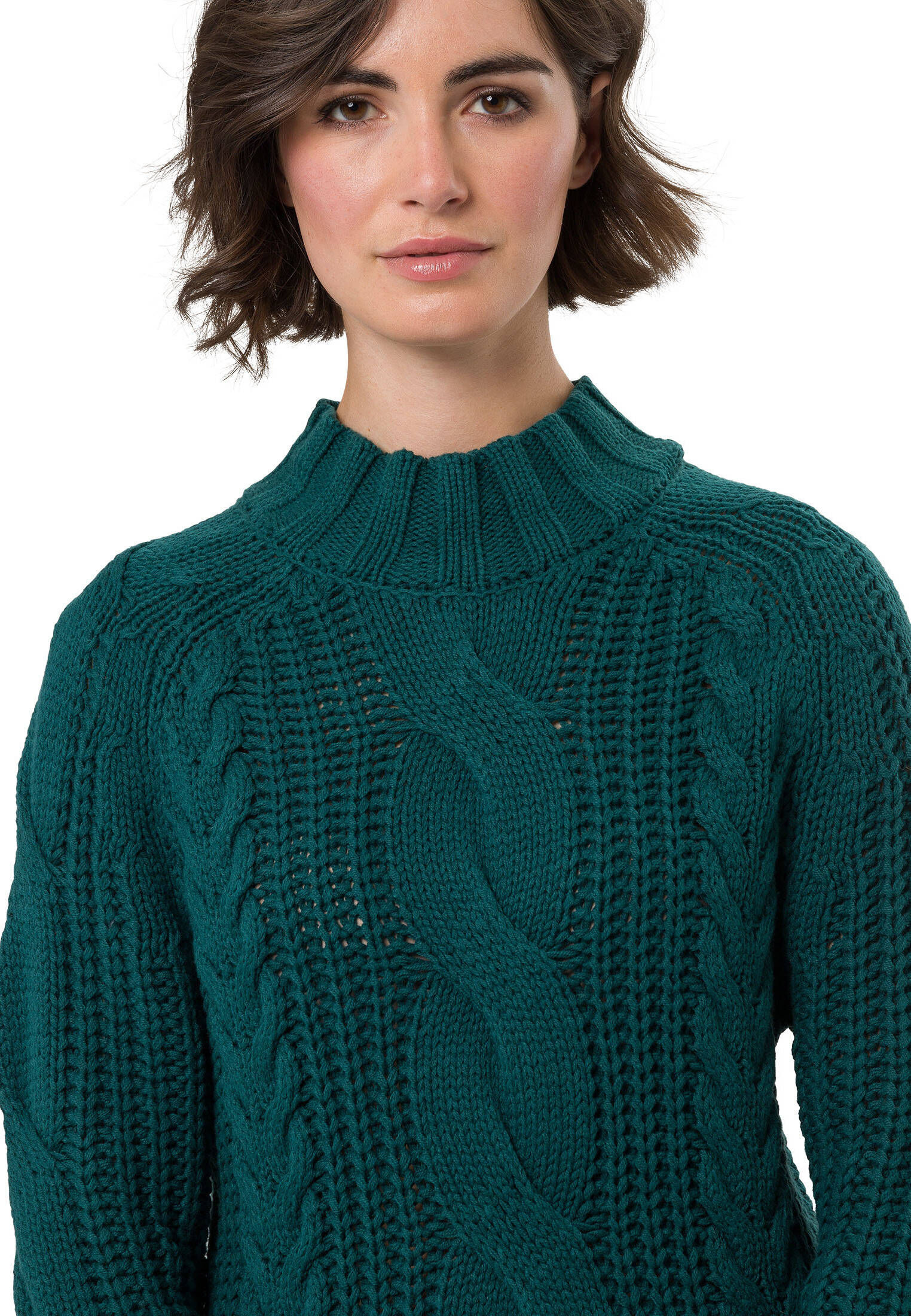 Damen Strickpullover mit Zopfmuster