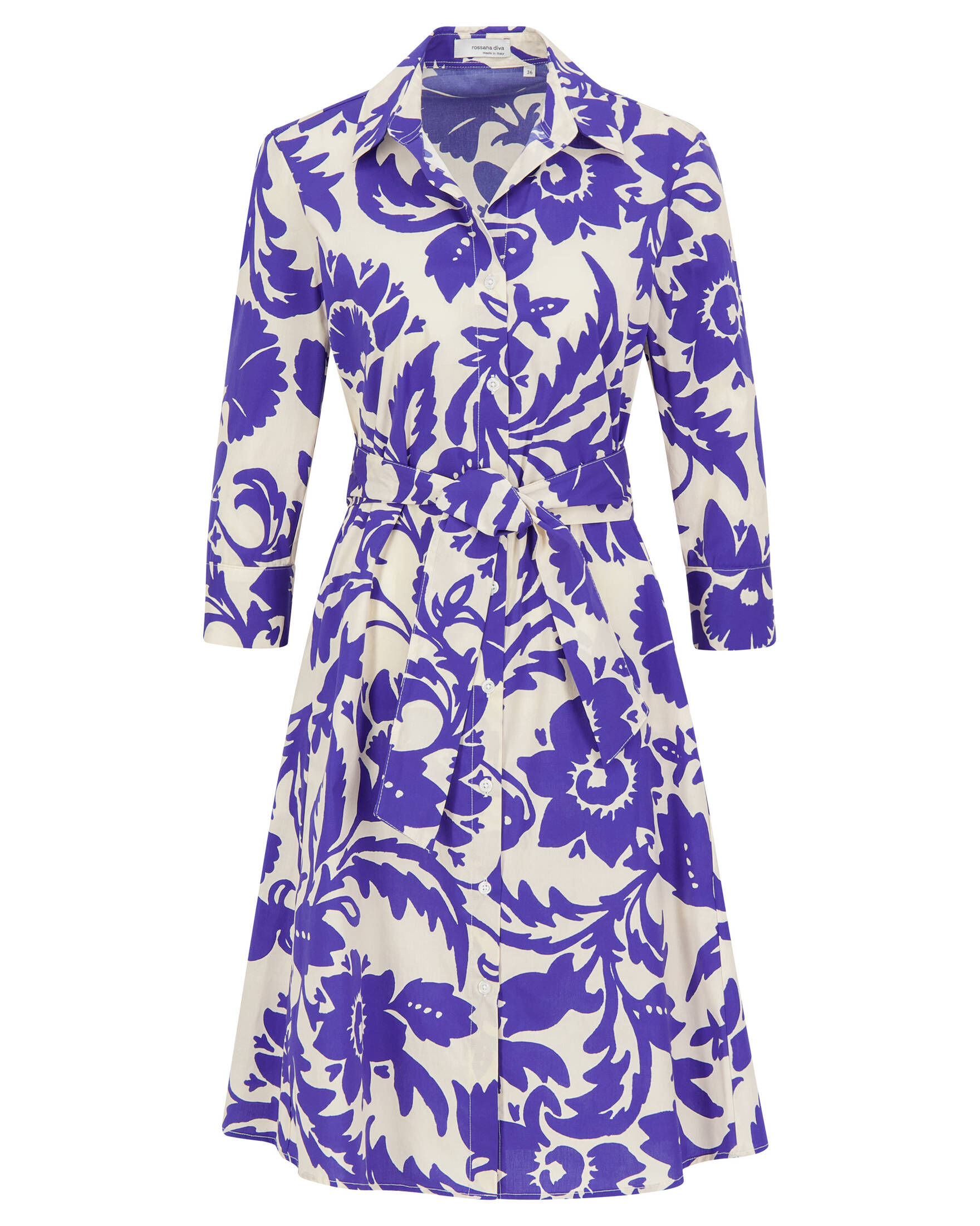 Damen Hemdblusenkleid 3/4-Arm