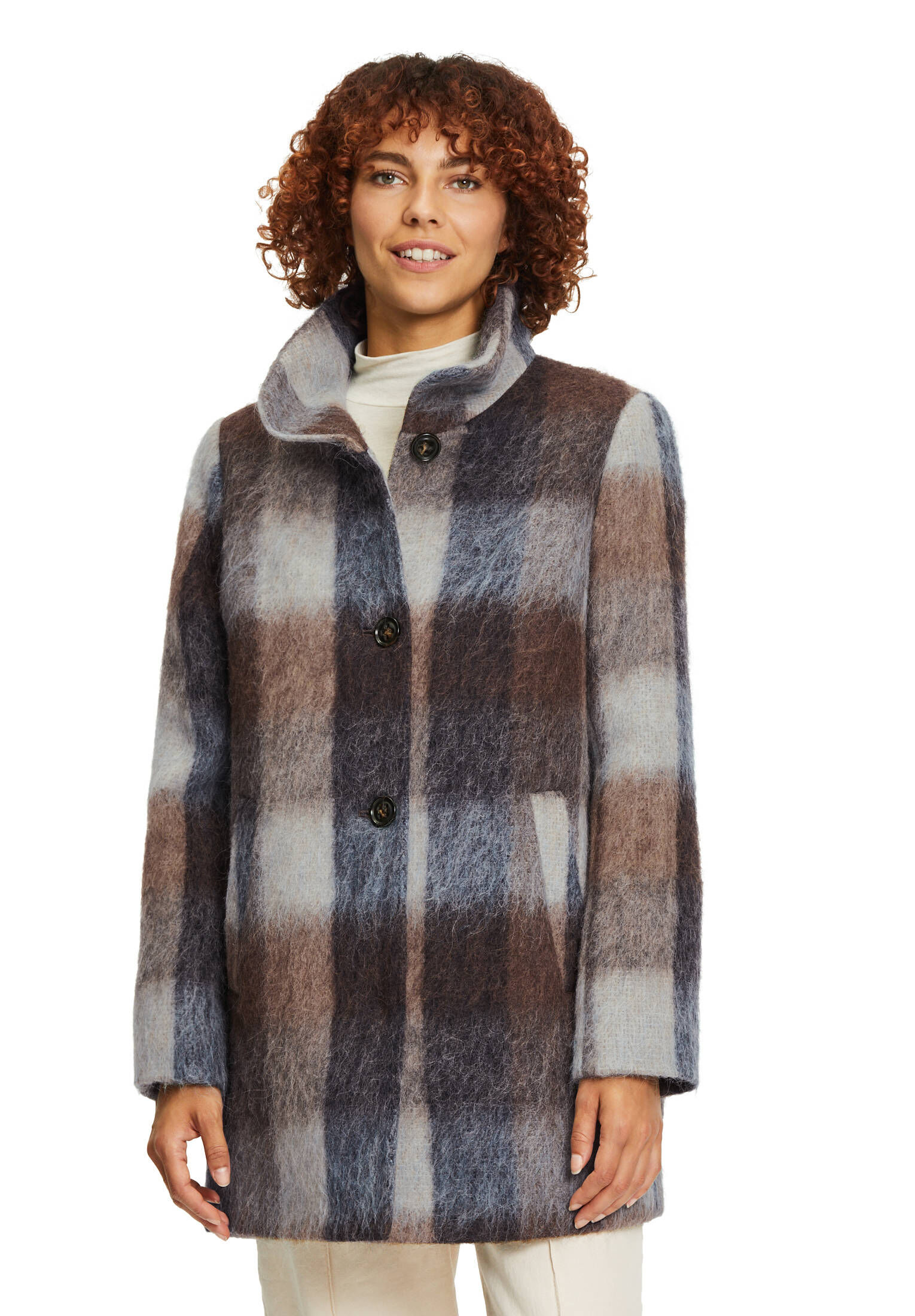 Damen Wollmantel mit hohem Kragen