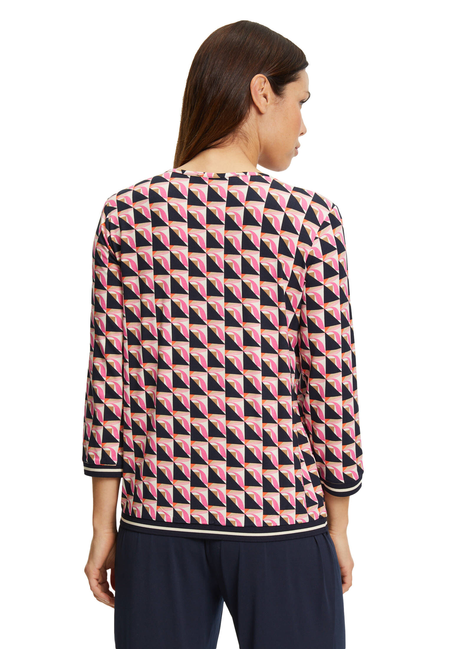 Damen Printshirt mit Rippbündchen