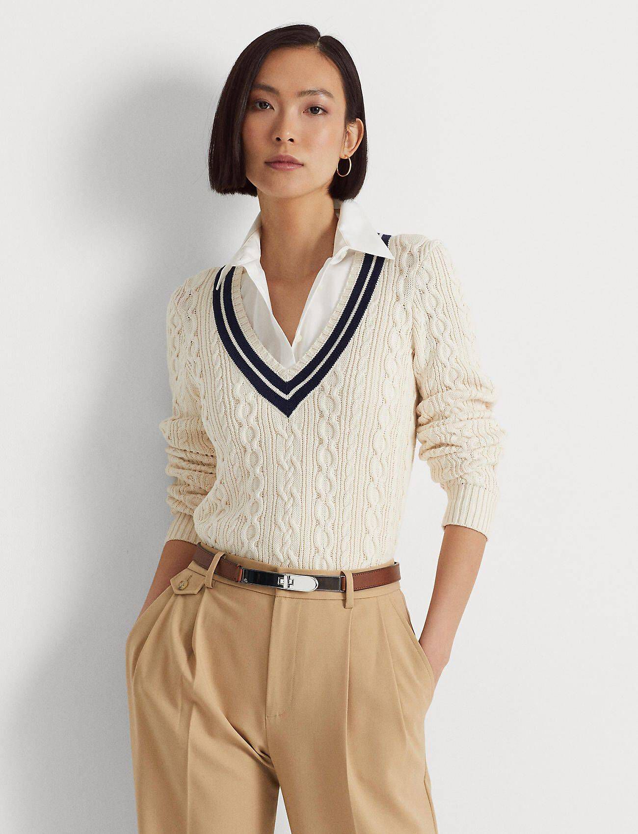 Damen Strickpullover mit Zopfmuster