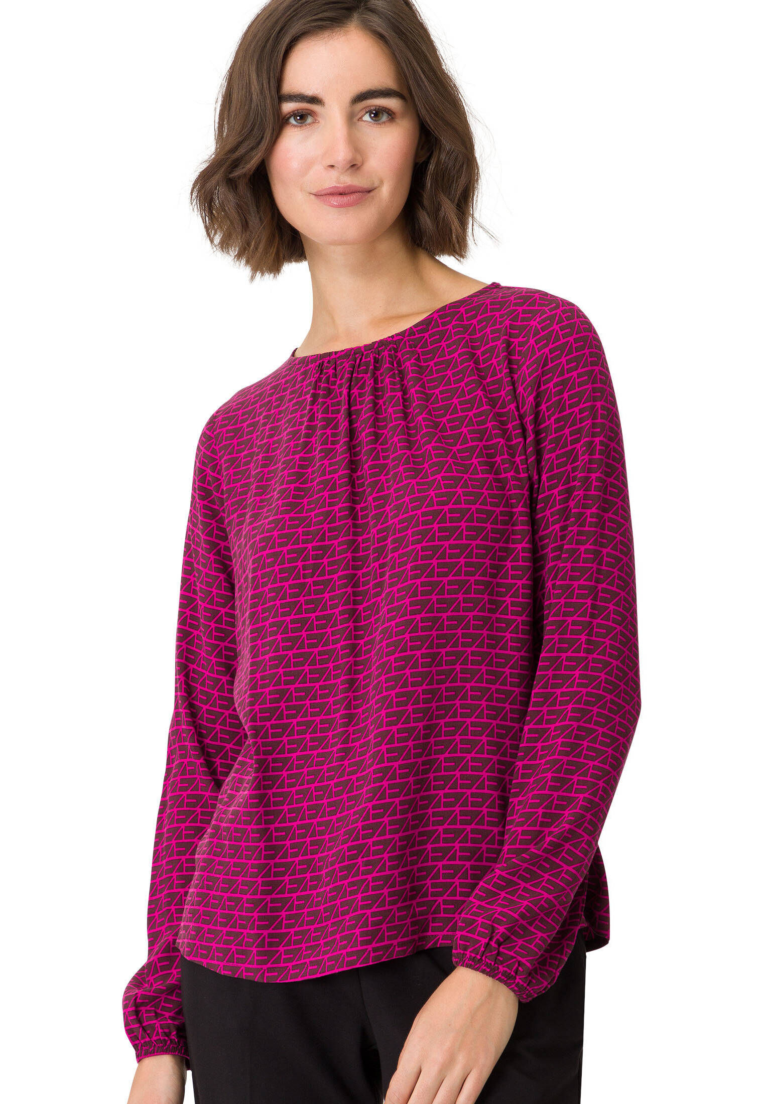 Damen Viskosebluse mit grafischem Druck