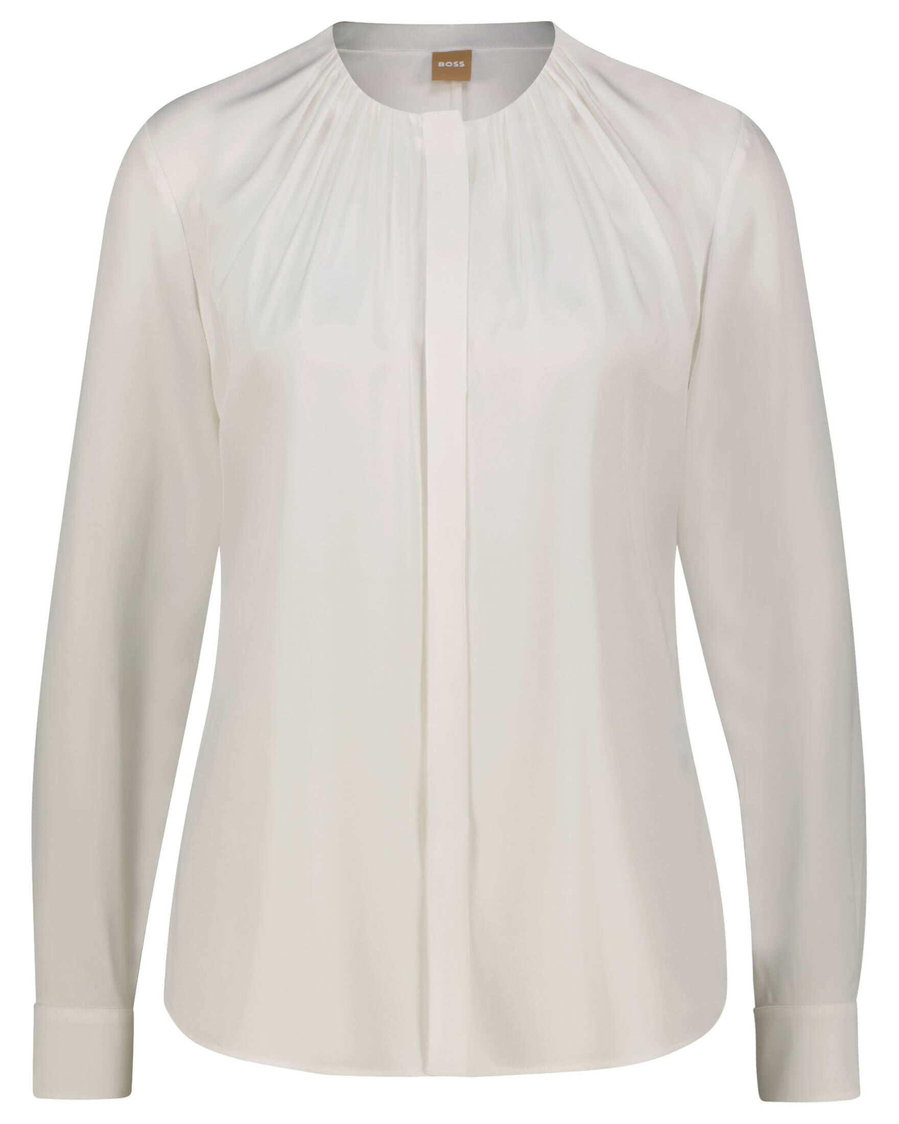 BOSS Damen Bluse aus Stretchseide BANORAH Langarm in weiß kaufen ...